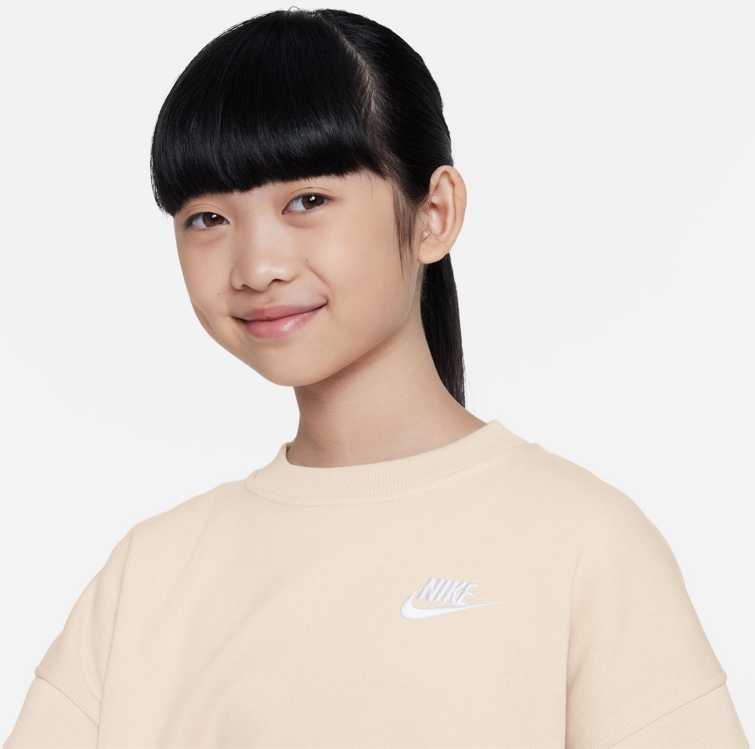 Nike Girls' Sportswear Club Fleece Oversized Crew Pullover | Academy