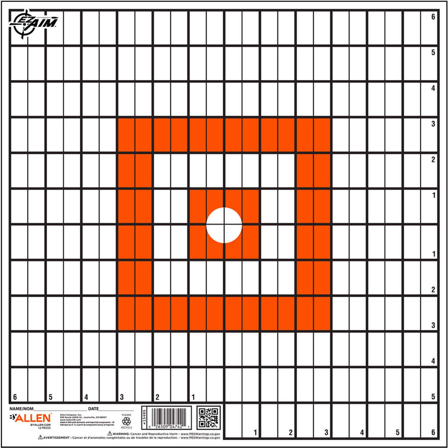 Allen Company EZ Aim 12 in Square Paper Shooting Targets with Sight-in ...