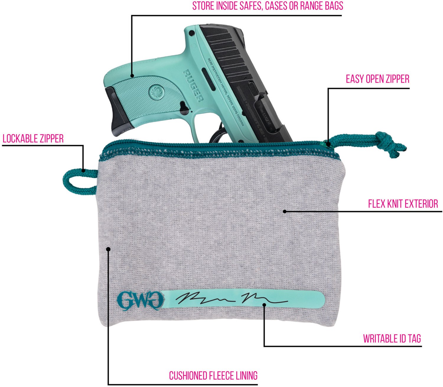 Girls With Guns Lockable Handgun Storage Pouch with Writable ID Label ...