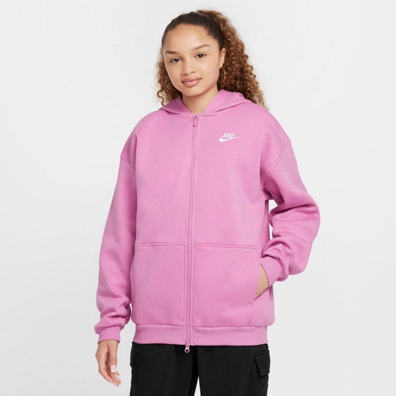 Nike Sportswear Girl's Club Fleece Oversized Full-Zip Hoodie Magic ...