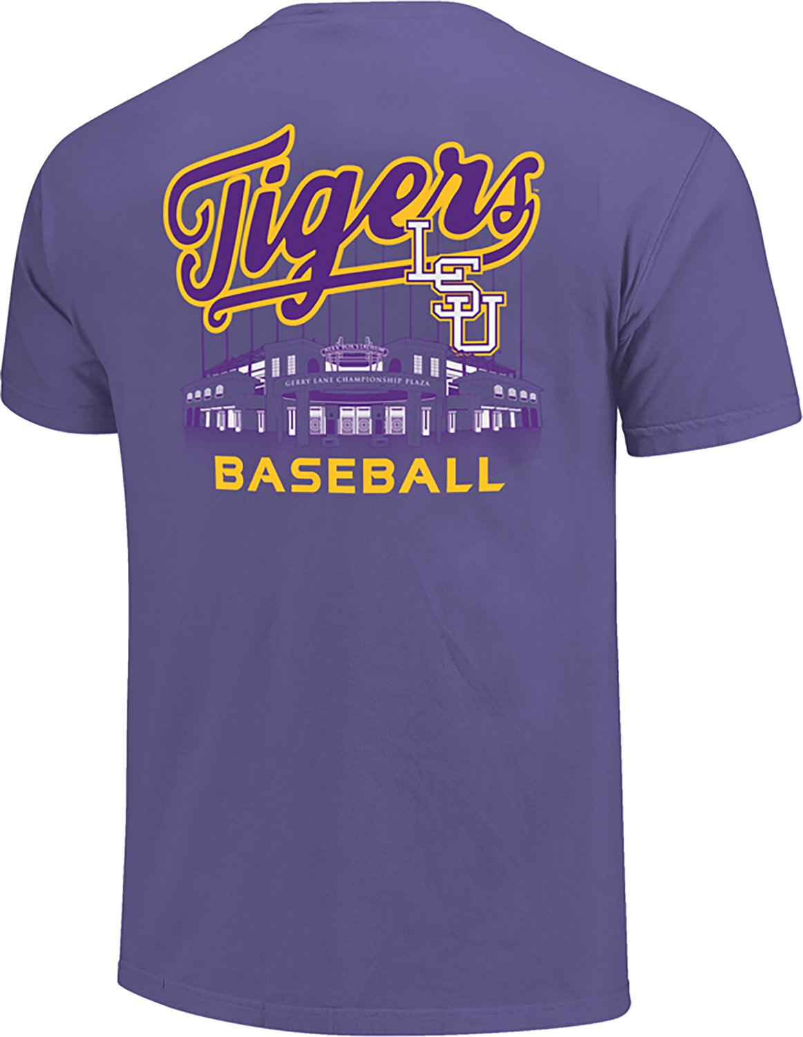 Image One Men's LSU Tigers Baseball Stadium Script Comfort Color Short ...