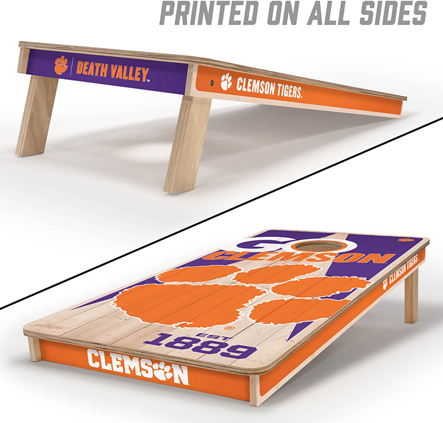 YouTheFan Clemson Solid Wood 2 ft x 4 ft Cornhole Set | Academy