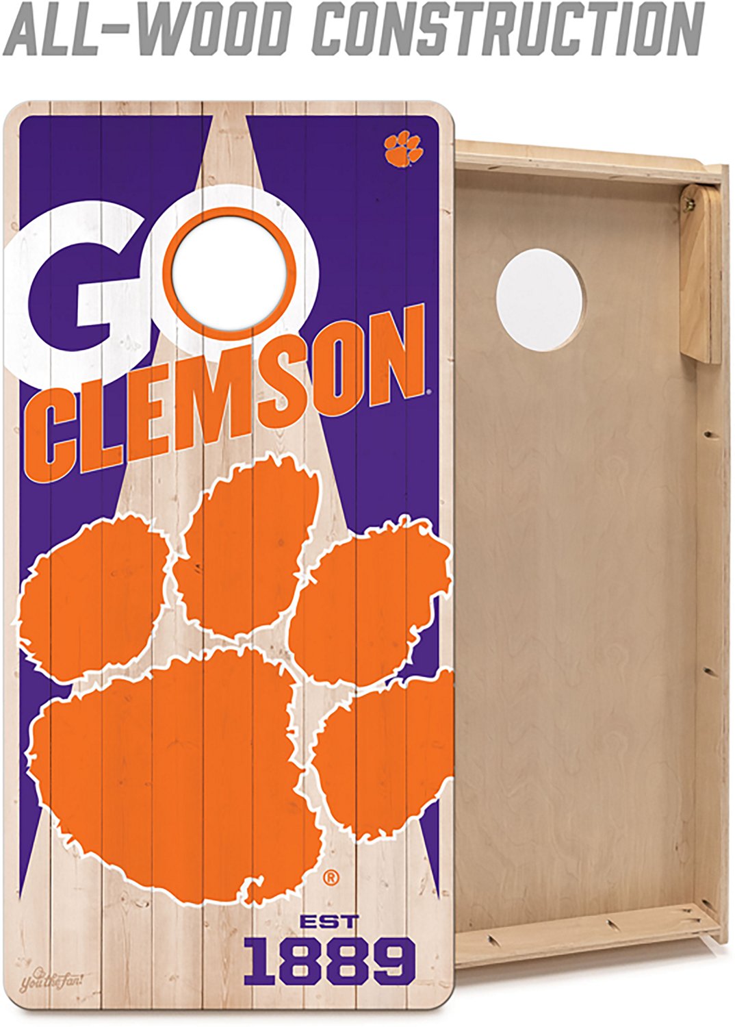 YouTheFan Clemson Solid Wood 2 ft x 4 ft Cornhole Set | Academy