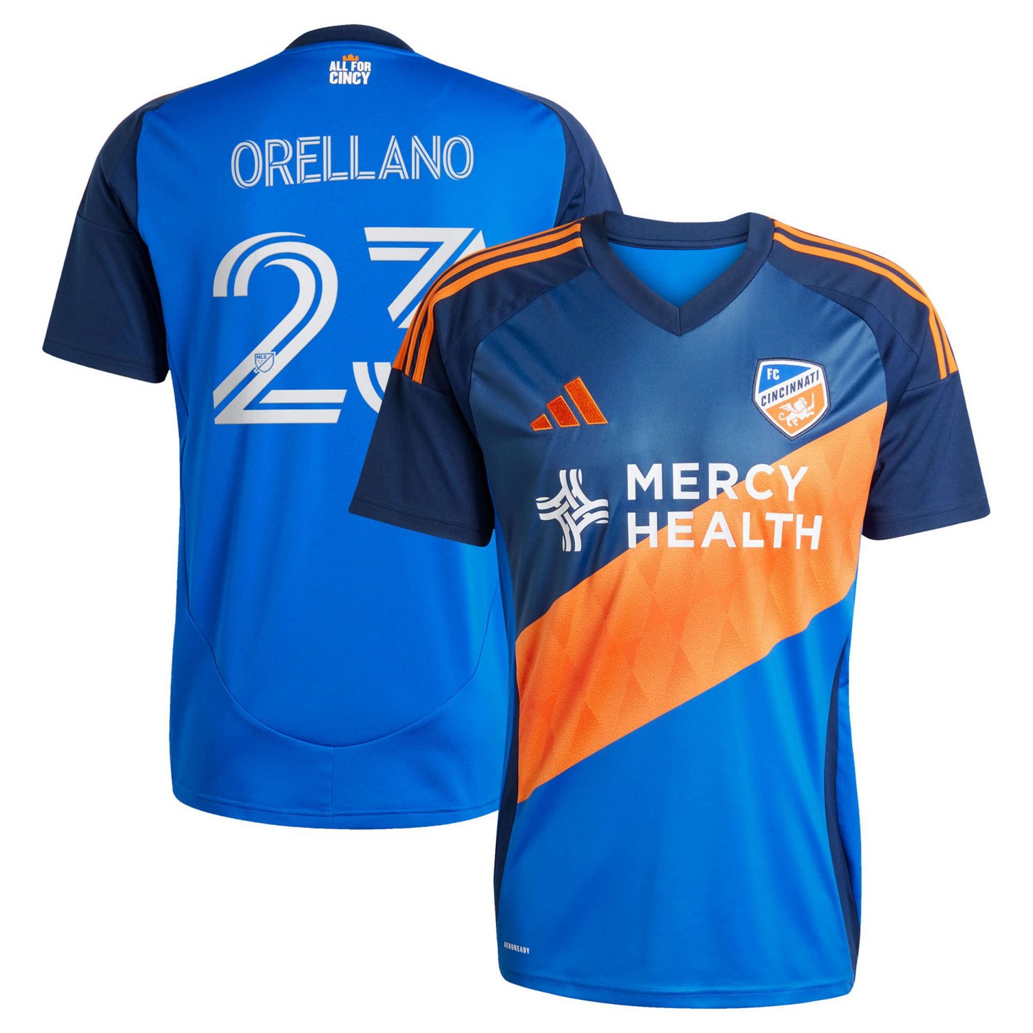 adidas Luca Orellano FC Cincinnati 2025 Orange and Legacy Kit Replica ...