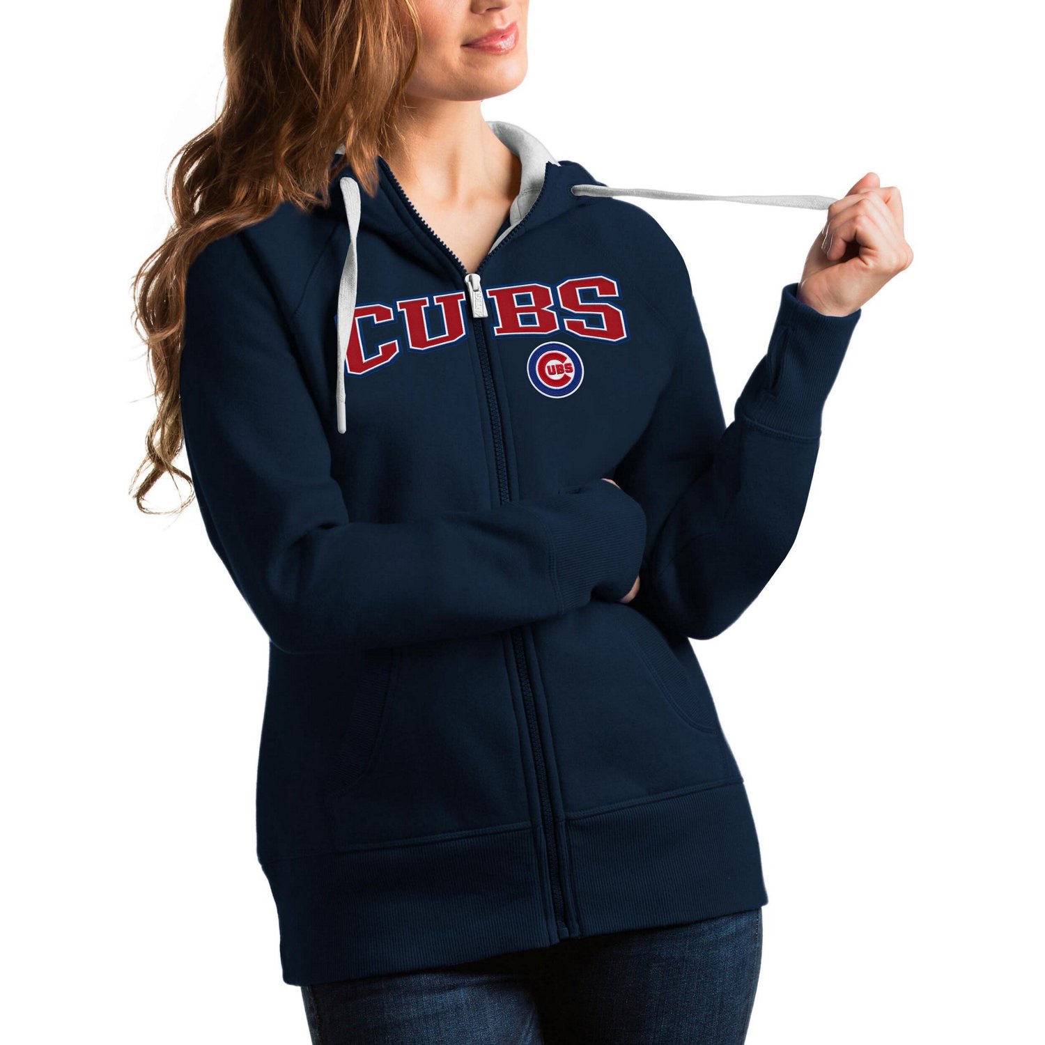 Antigua Chicago Cubs Team Logo Victory Full-Zip Hoodie | Academy
