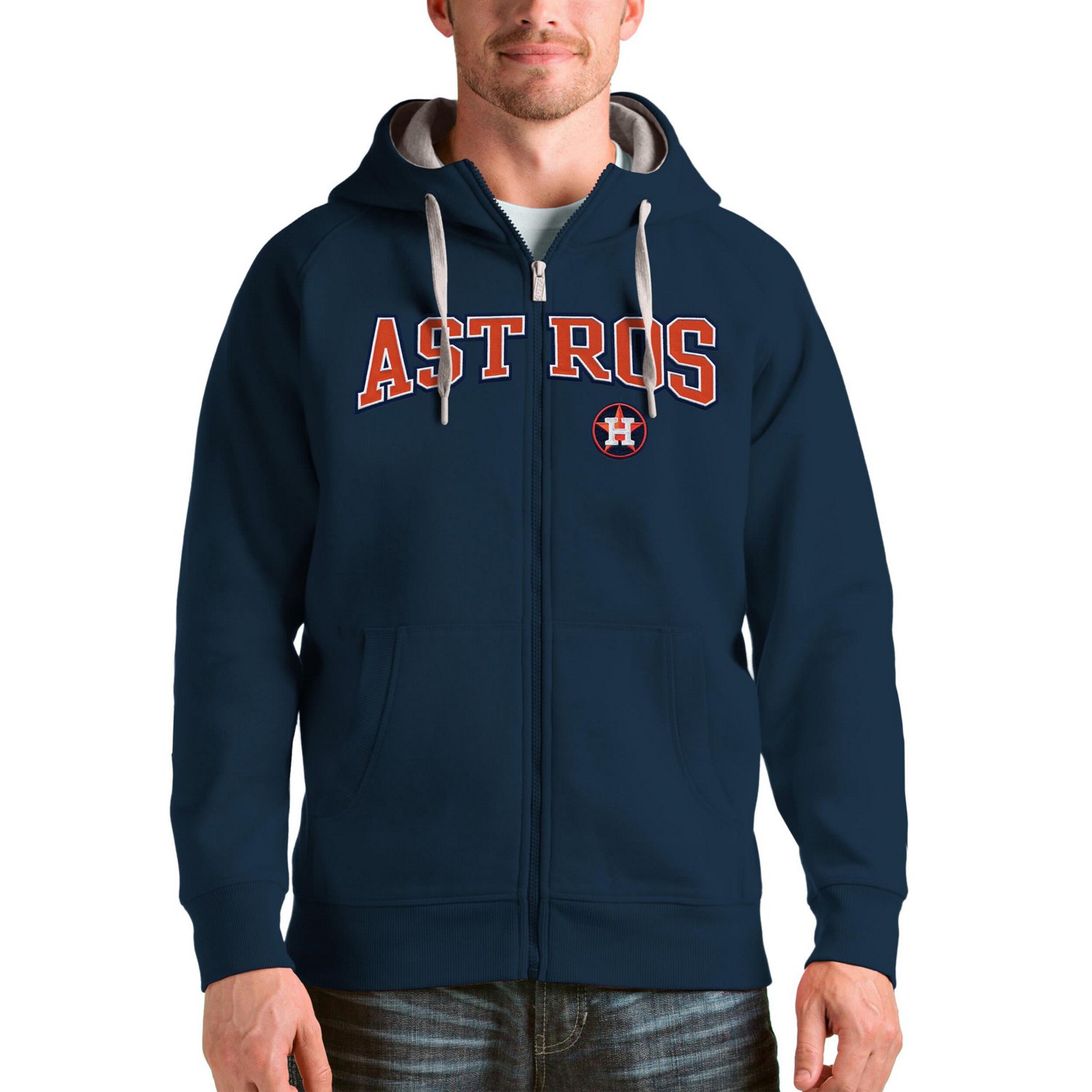 Antigua Houston Astros Team Logo Victory Full-Zip Hoodie | Academy