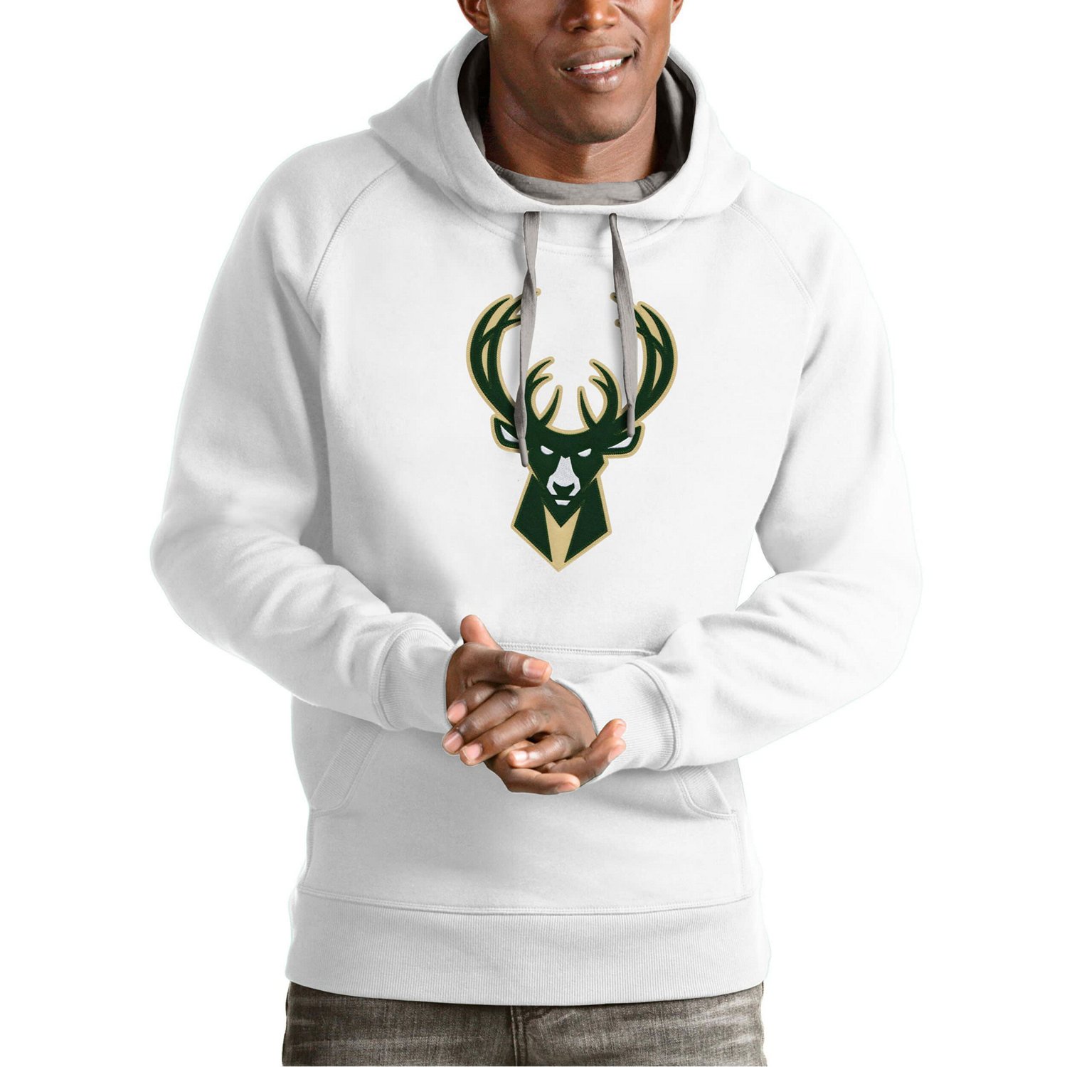 Antigua Milwaukee Bucks Team Logo Victory Pullover Hoodie | Academy