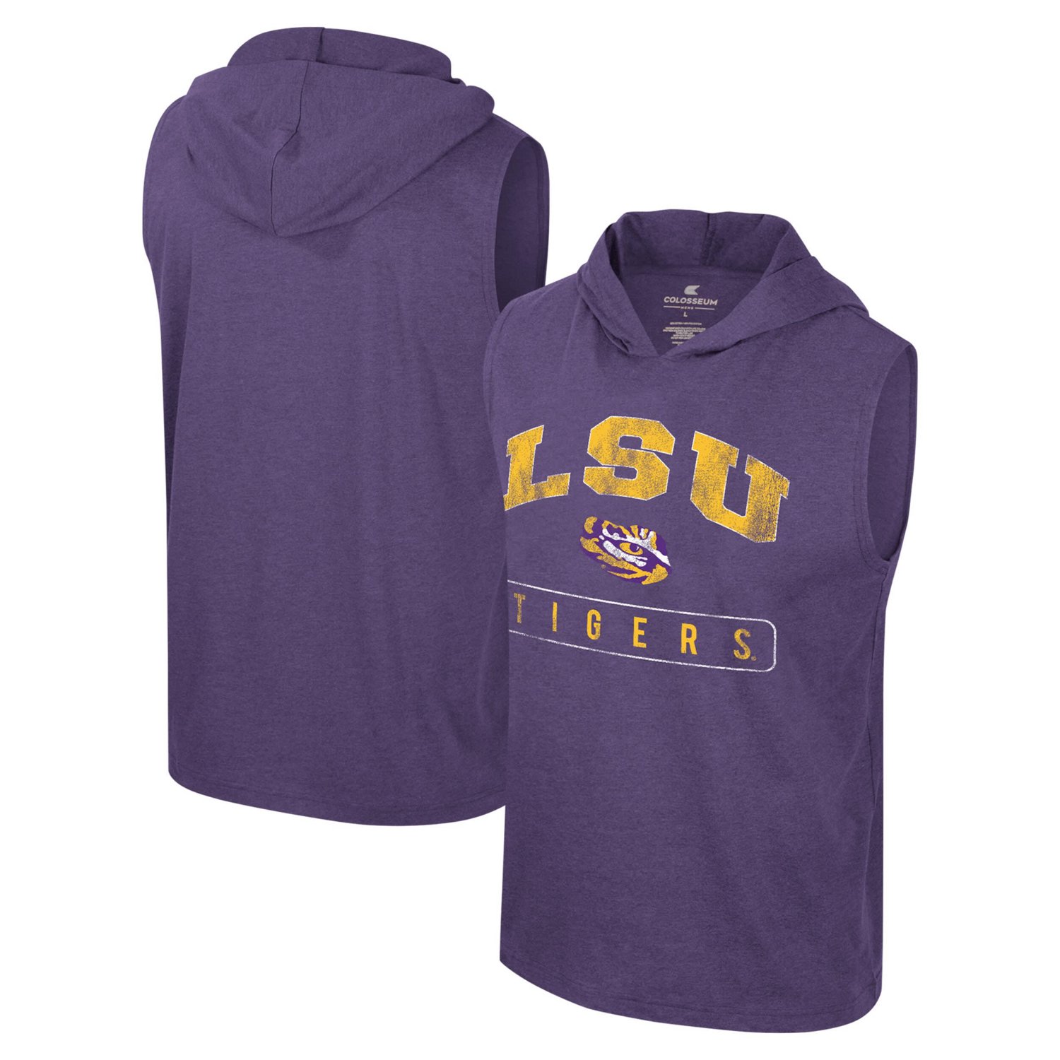 Colosseum Heather LSU Tigers Varsity Sleeveless Hoodie Tank Top | Academy