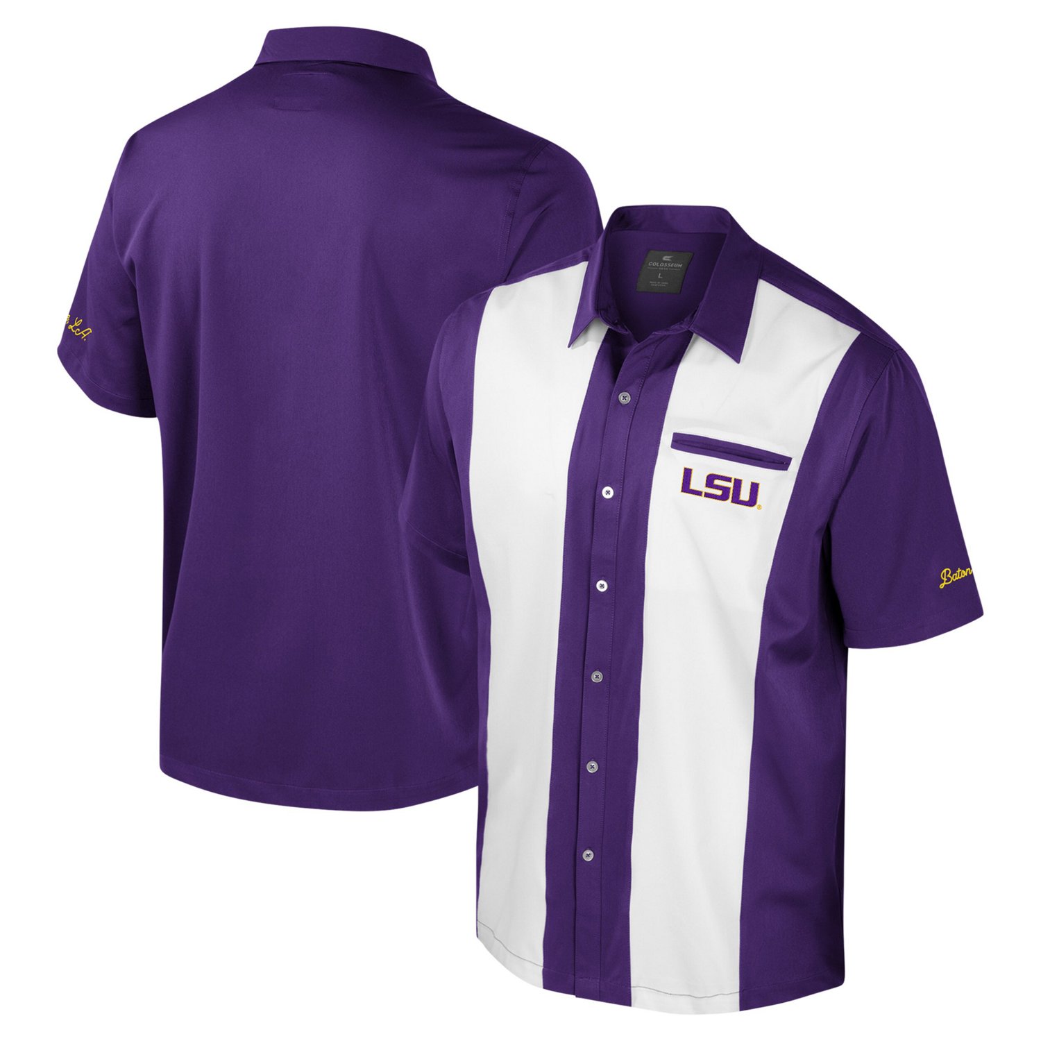 Colosseum LSU Tigers Strike Bowling Button-Up Shirt | Academy