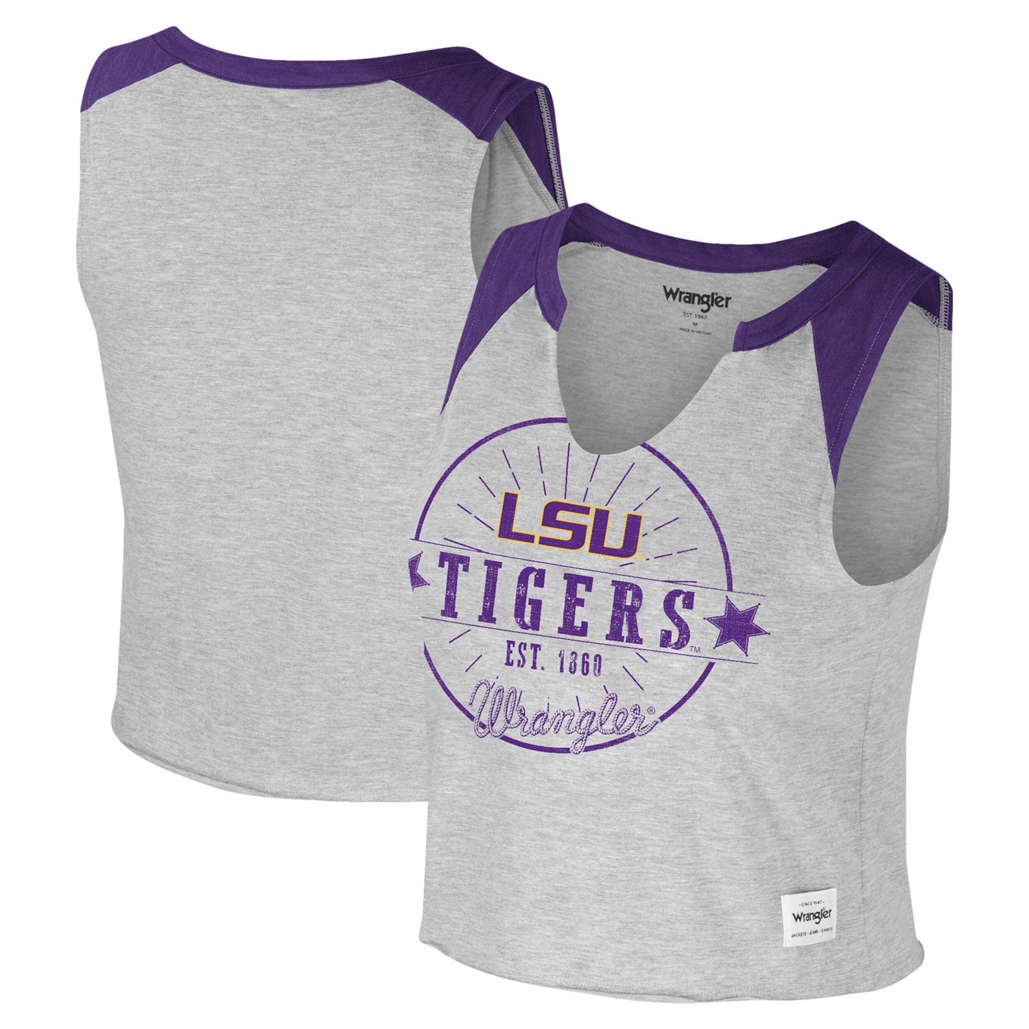 Colosseum x Wrangler LSU Tigers Vintage Muscle Cropped T-Shirt | Academy