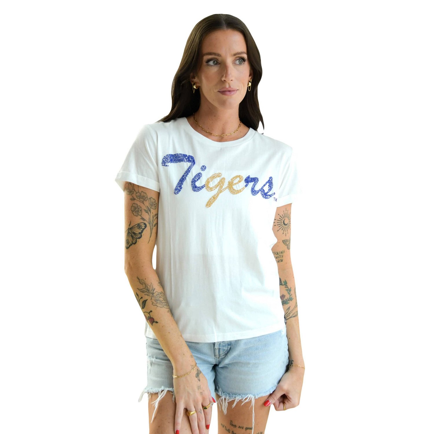 LSU Tigers Hand Sewn Beaded Script T-Shirt | Academy