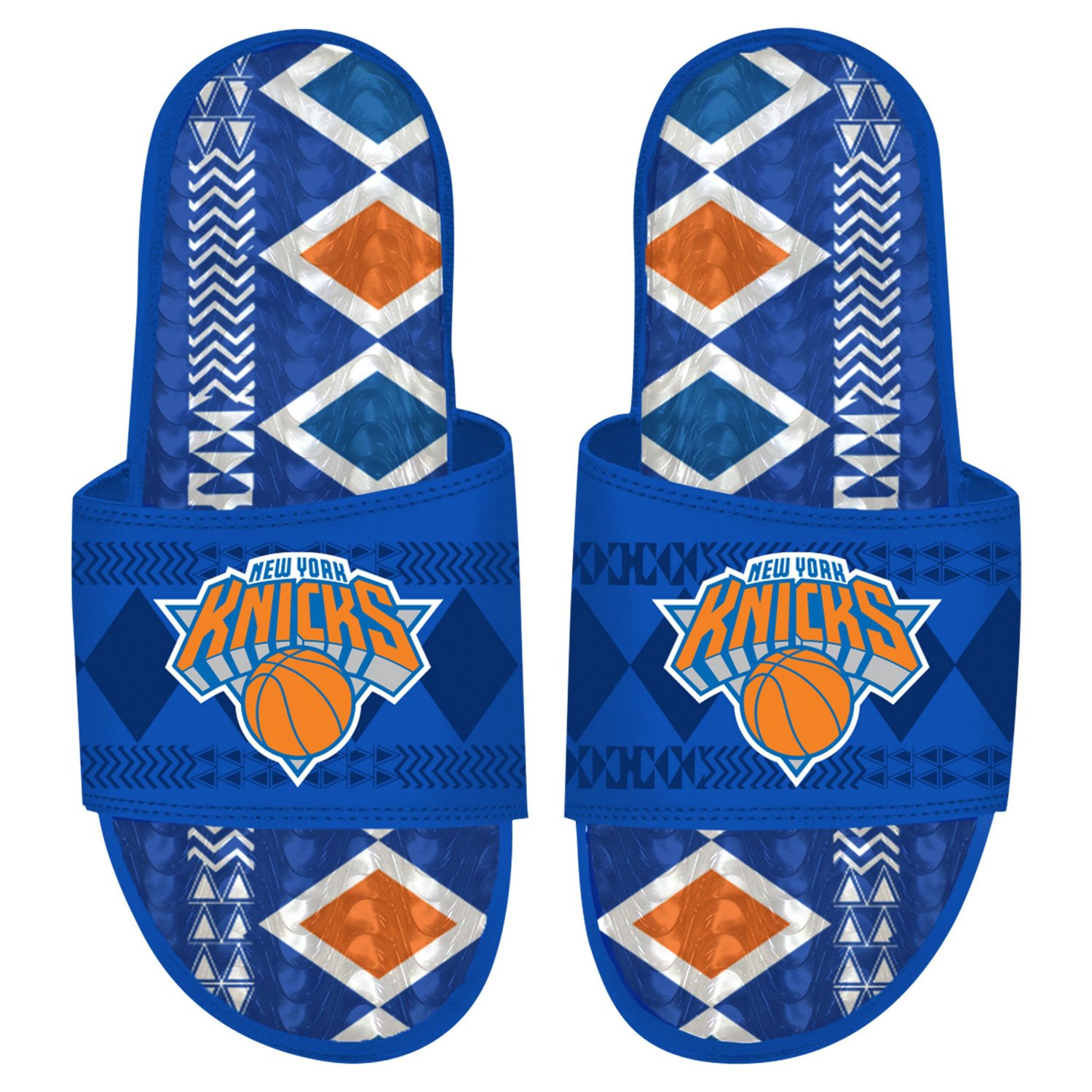 Men's ISlide New York Knicks Shooting Touch Rwanda Pattern Gel Slide ...