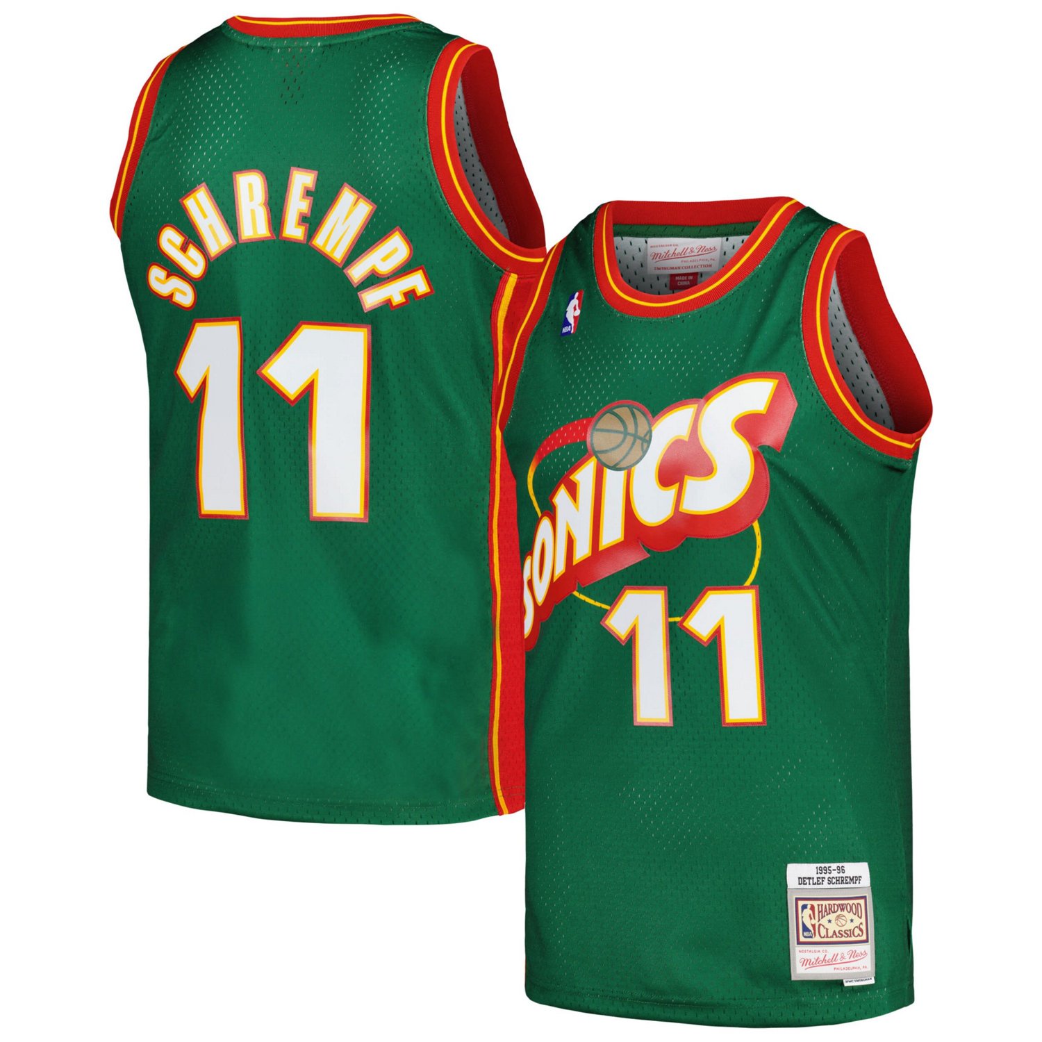 Mitchell Ness Detlef Schrempf Seattle SuperSonics 1995/96 Hardwood Classics Swingman Jersey ...