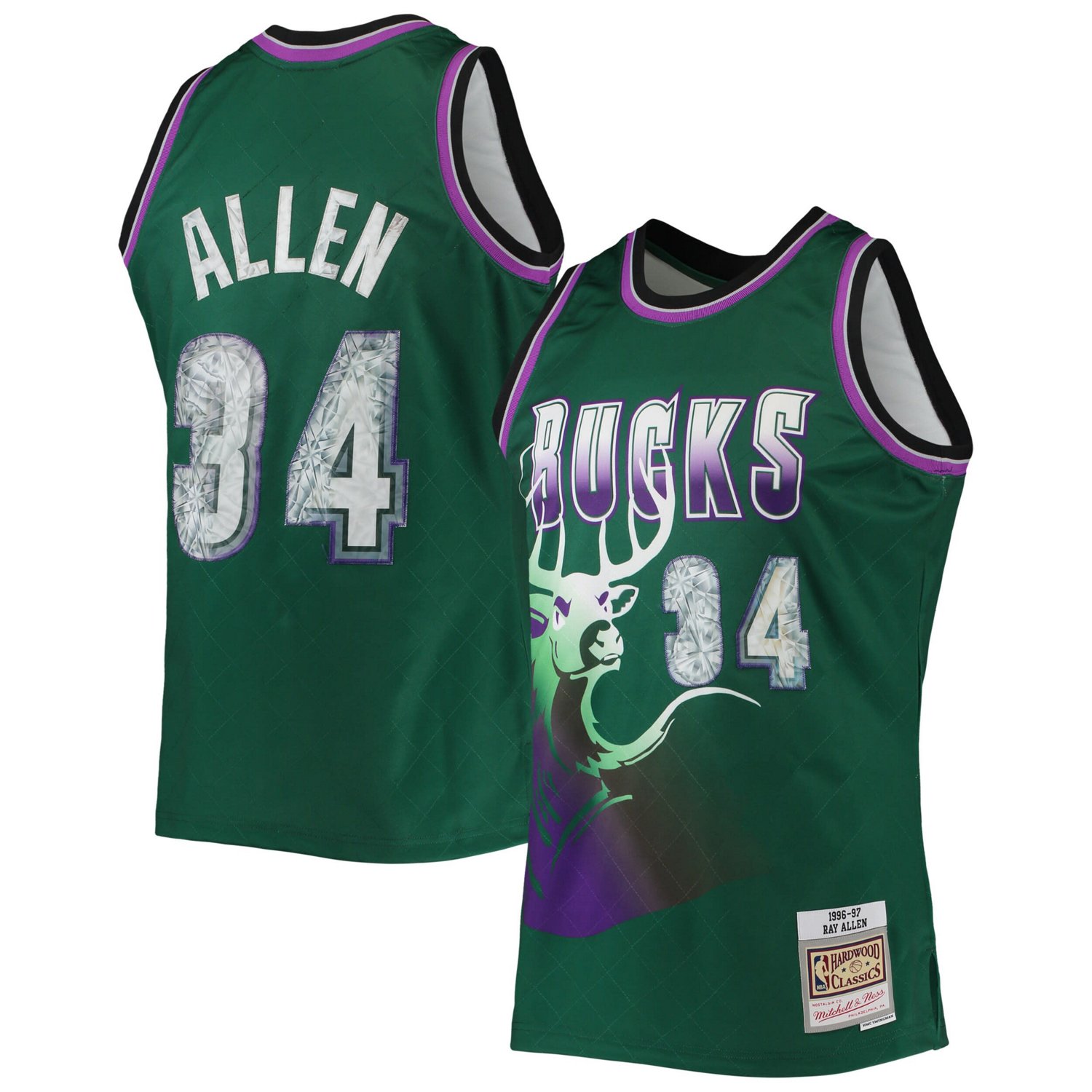 Mitchell Ness Ray Allen Milwaukee Bucks 1996/97 Hardwood Classics NBA ...
