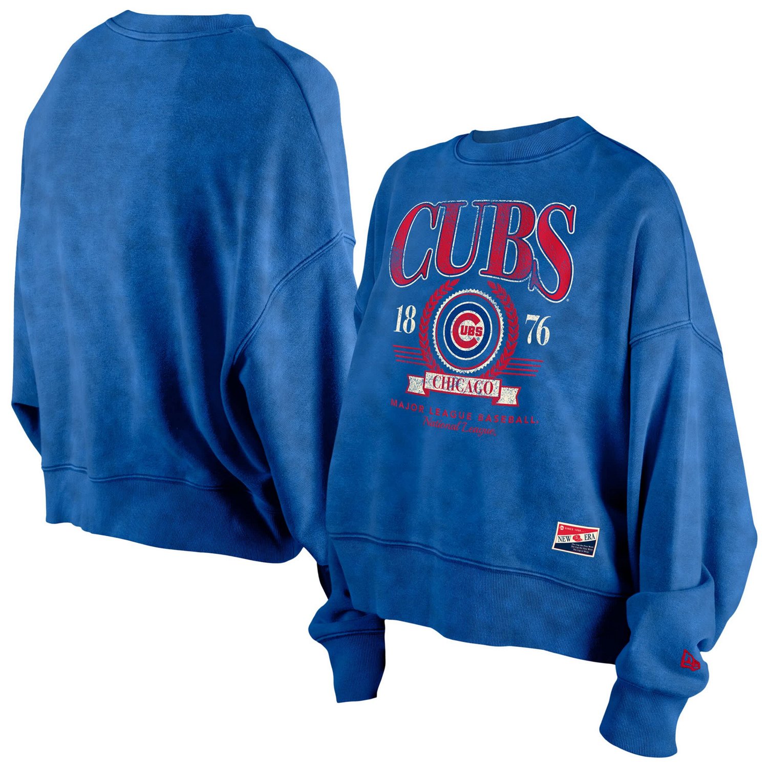 New Era Chicago Cubs Throwback Boxy Enzyme Wash Fleece Crewneck ...
