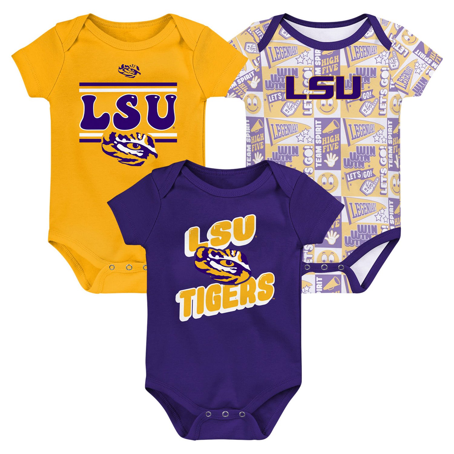 Newborn LSU Tigers Sunday Comics 3-Pack Bodysuit Set | Academy