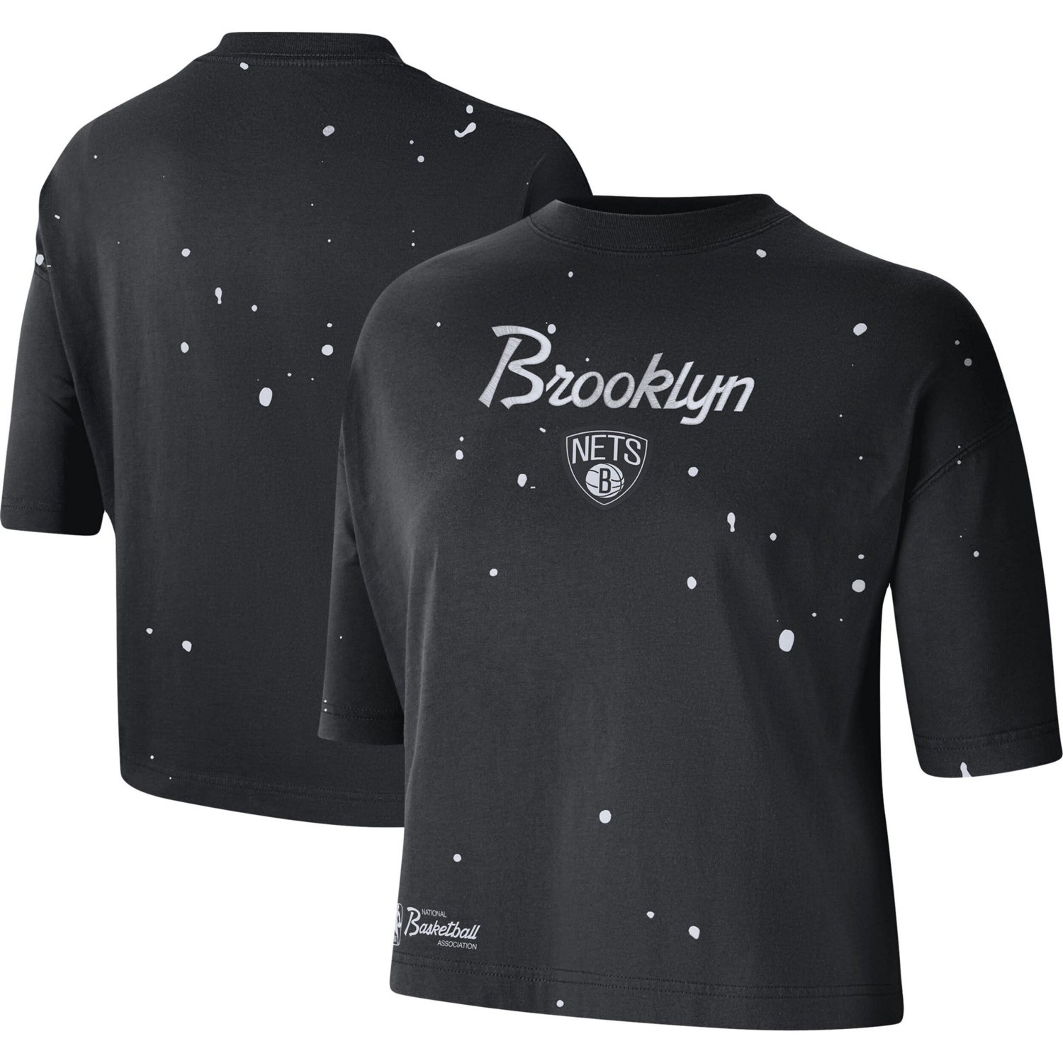 Nike Brooklyn Nets Courtside Splatter Cropped T-Shirt | Academy