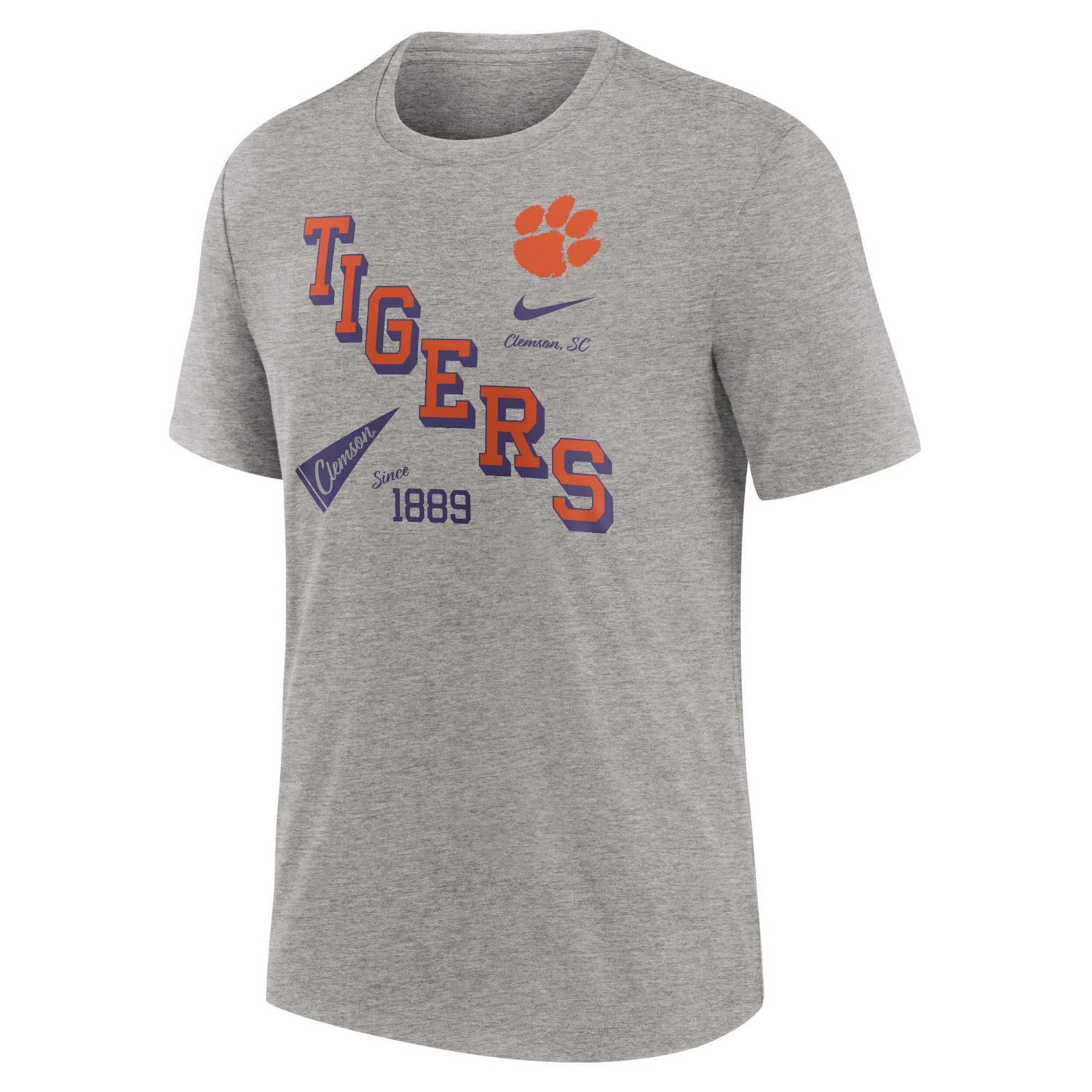 Nike Clemson Tigers Blitz Roll Call Tri-Blend T-Shirt | Academy