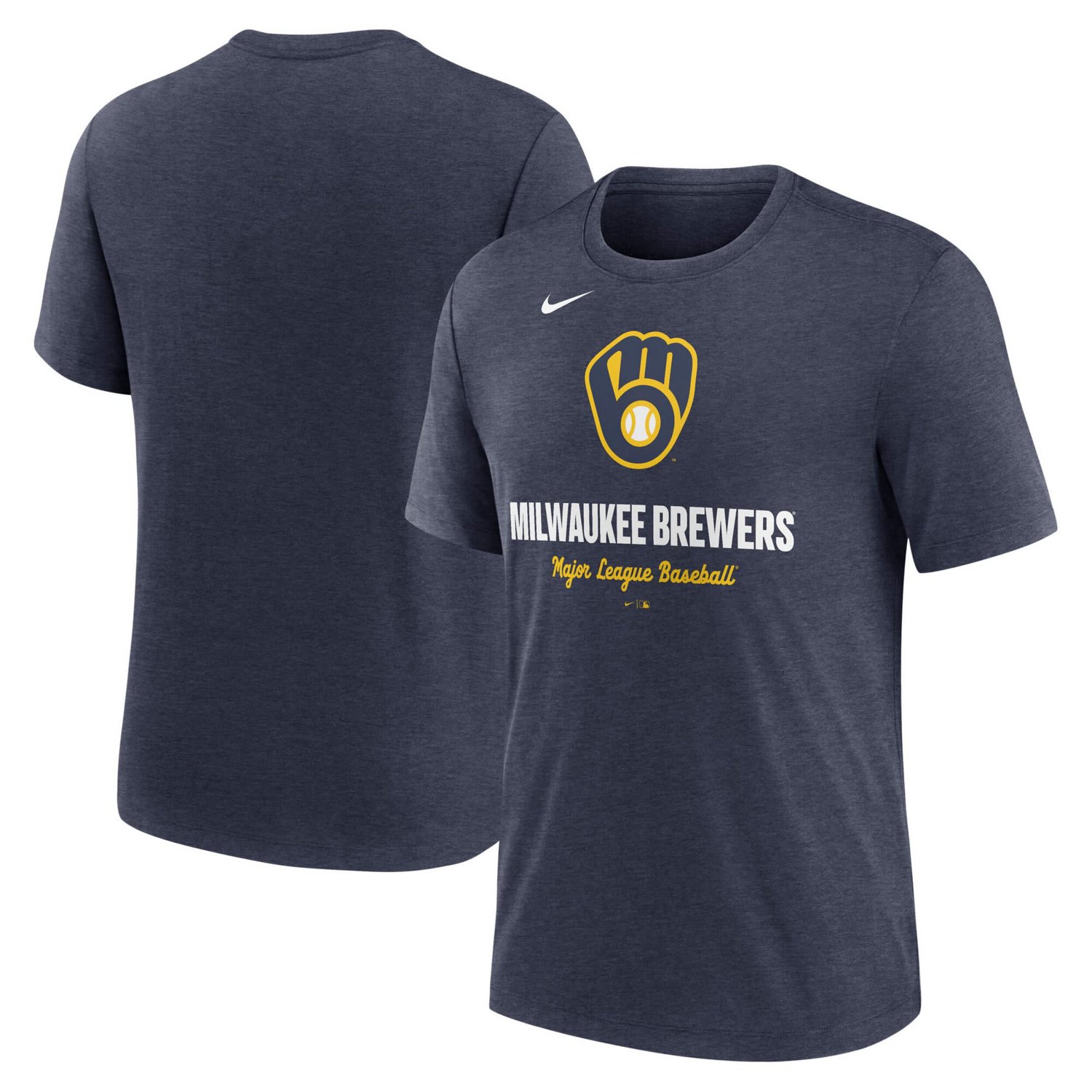 Nike Heather Milwaukee Brewers Logo Tri-Blend T-Shirt | Academy
