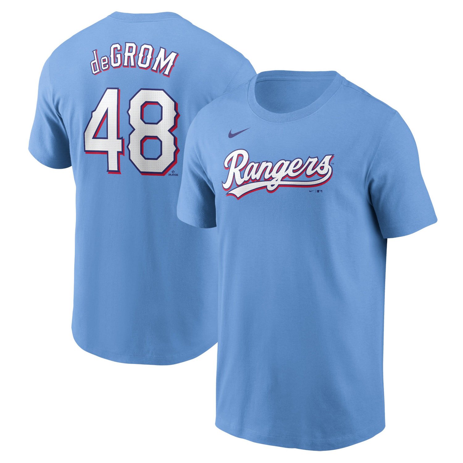 Nike Jacob deGrom Light Texas Rangers Fuse Name Number T-Shirt | Academy