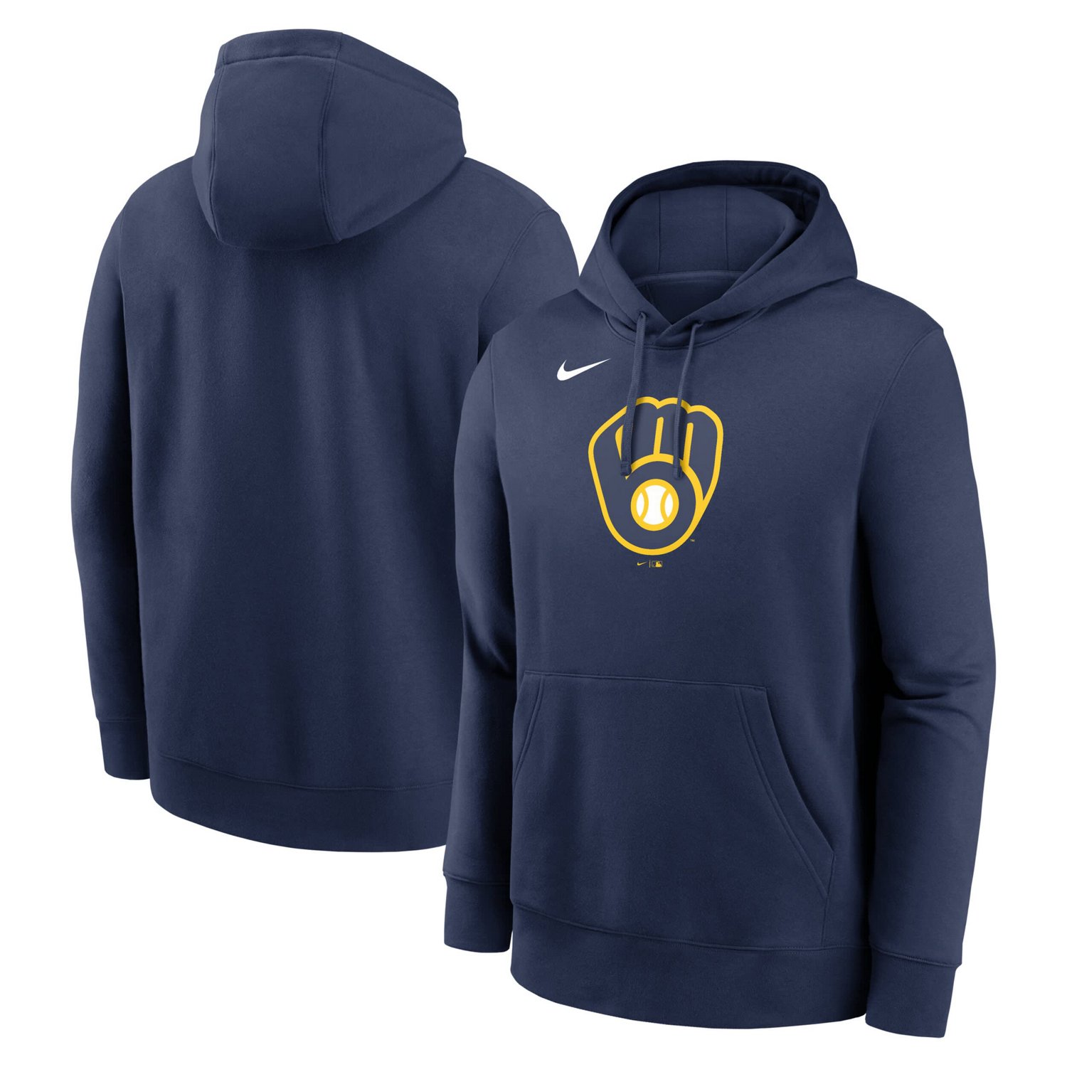 Nike Milwaukee Brewers Logo Club Fleece Pullover Hoodie | Academy