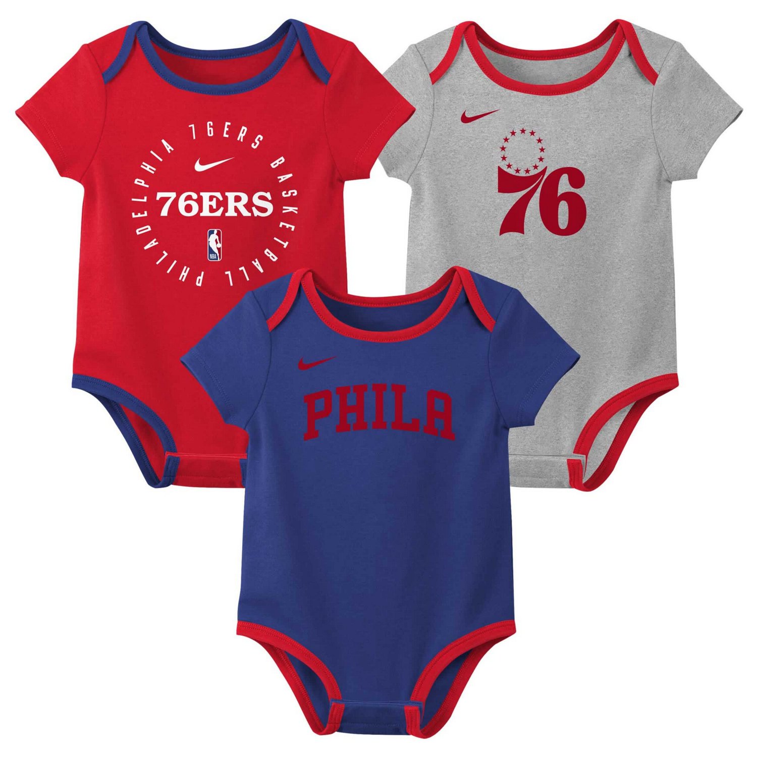 Nike Philadelphia 76ers Three-Pack Bodysuit Set | Academy