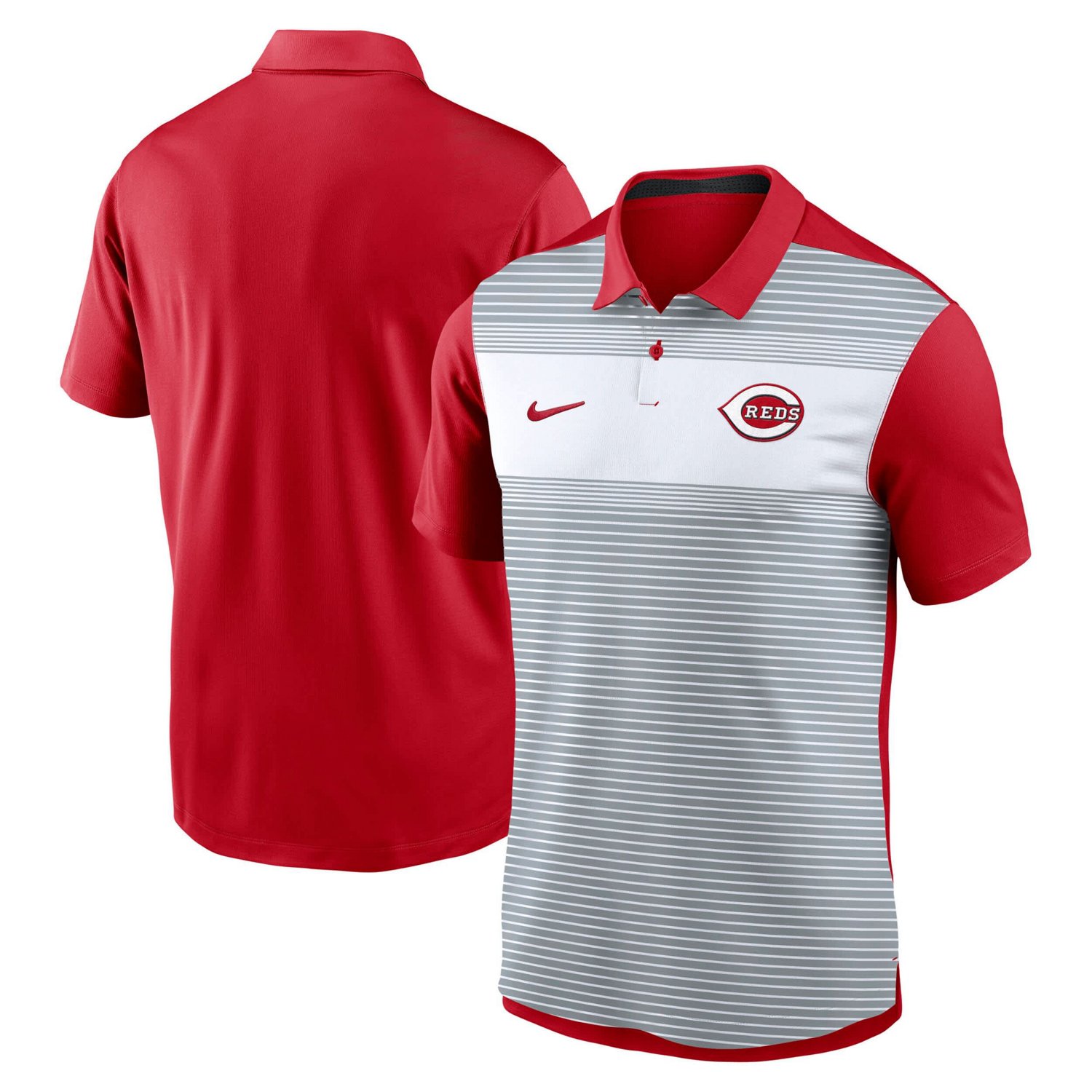 Nike Red Cincinnati Reds Vapor Striped Performance Polo | Academy
