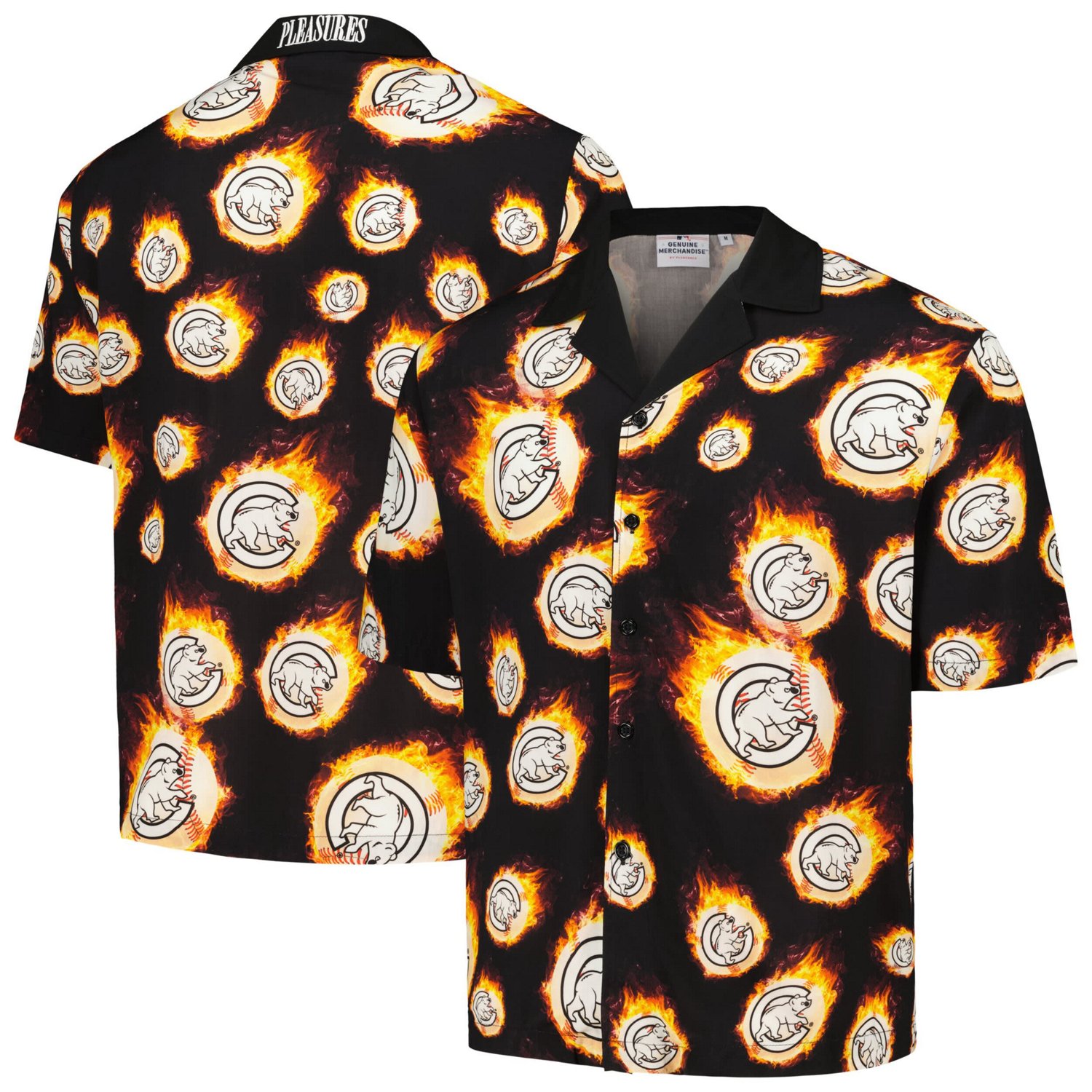 PLEASURES Chicago Cubs Flame Fireball Button-Up Shirt | Academy
