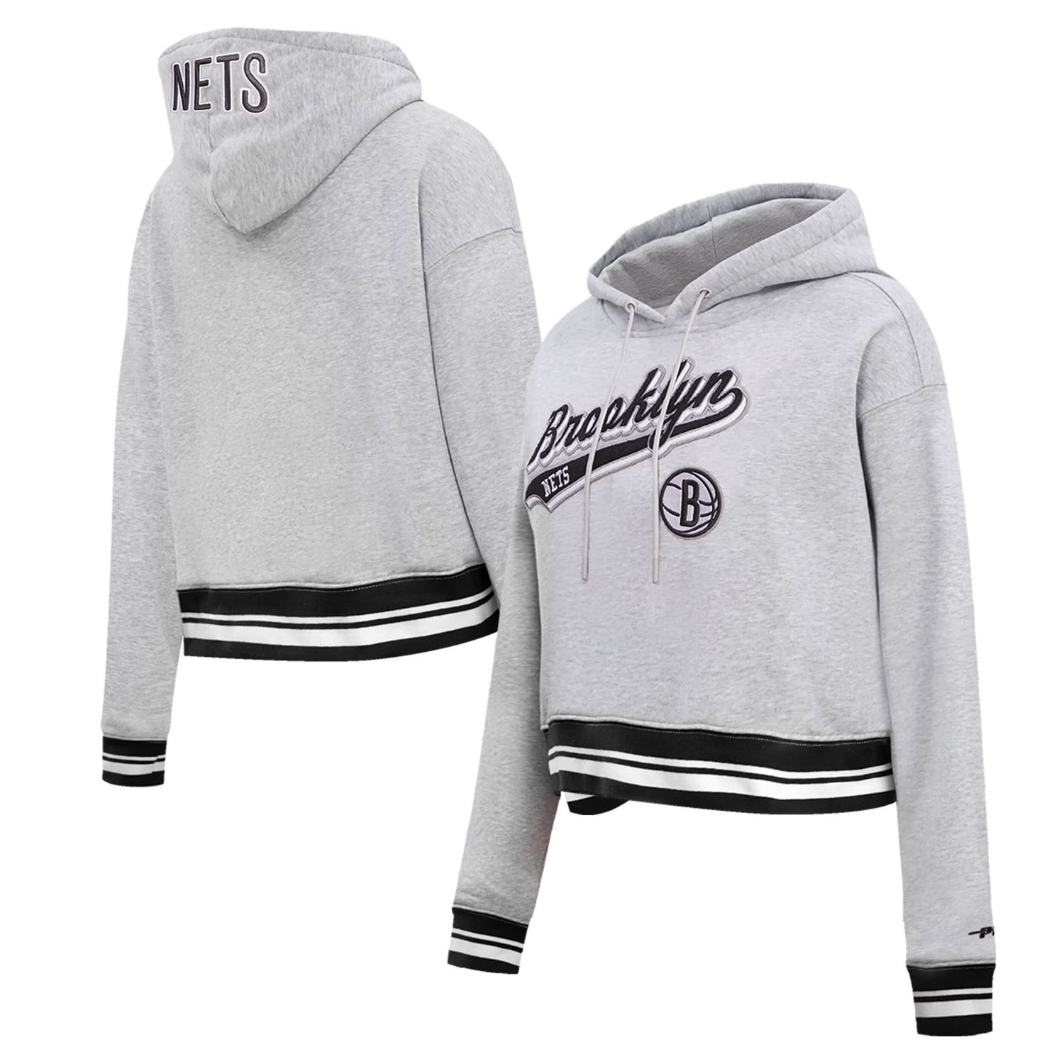 Pro Standard Brooklyn Nets Script Tail Cropped Pullover Hoodie | Academy