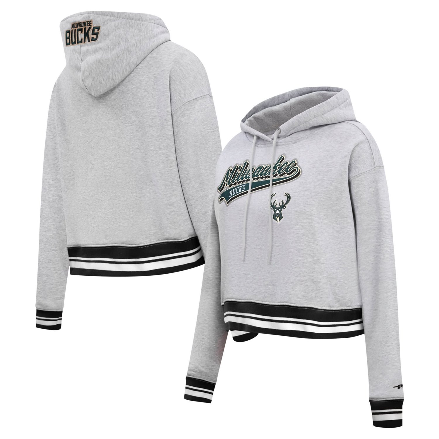 Pro Standard Milwaukee Bucks Script Tail Cropped Pullover Hoodie | Academy