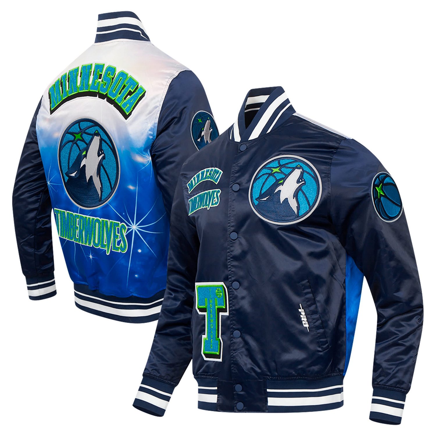 Pro Standard Minnesota Timberwolves Sublimated Satin Full-Snap Jacket ...