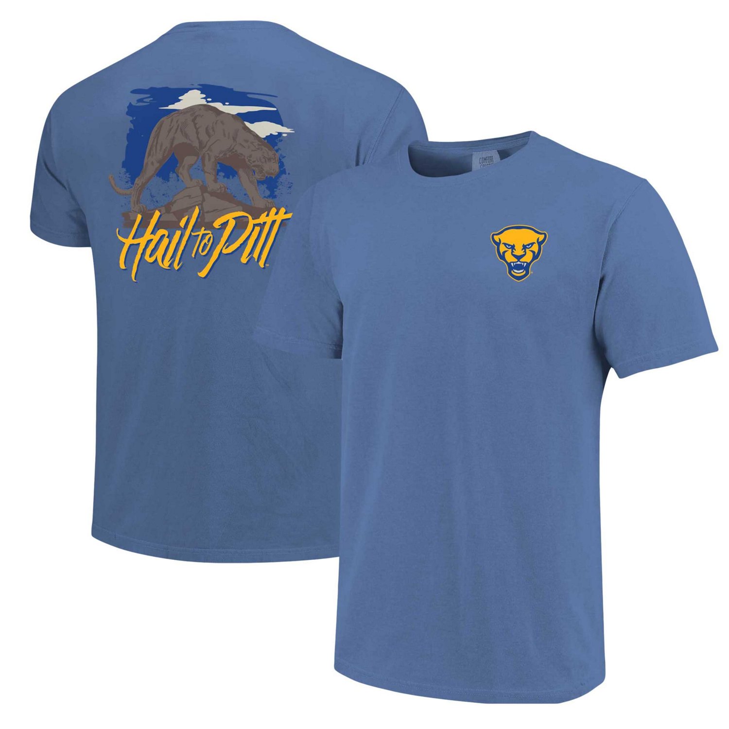 Unisex Pitt Panthers Hyper Local Panther Statue Skyline T-Shirt | Academy