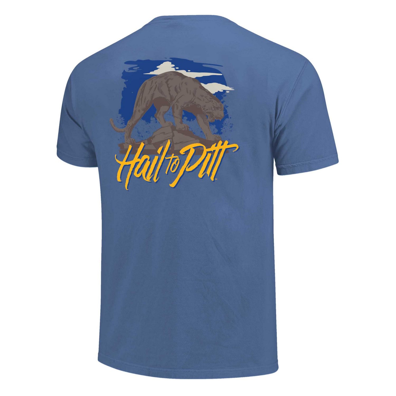 Unisex Pitt Panthers Hyper Local Panther Statue Skyline T-Shirt | Academy