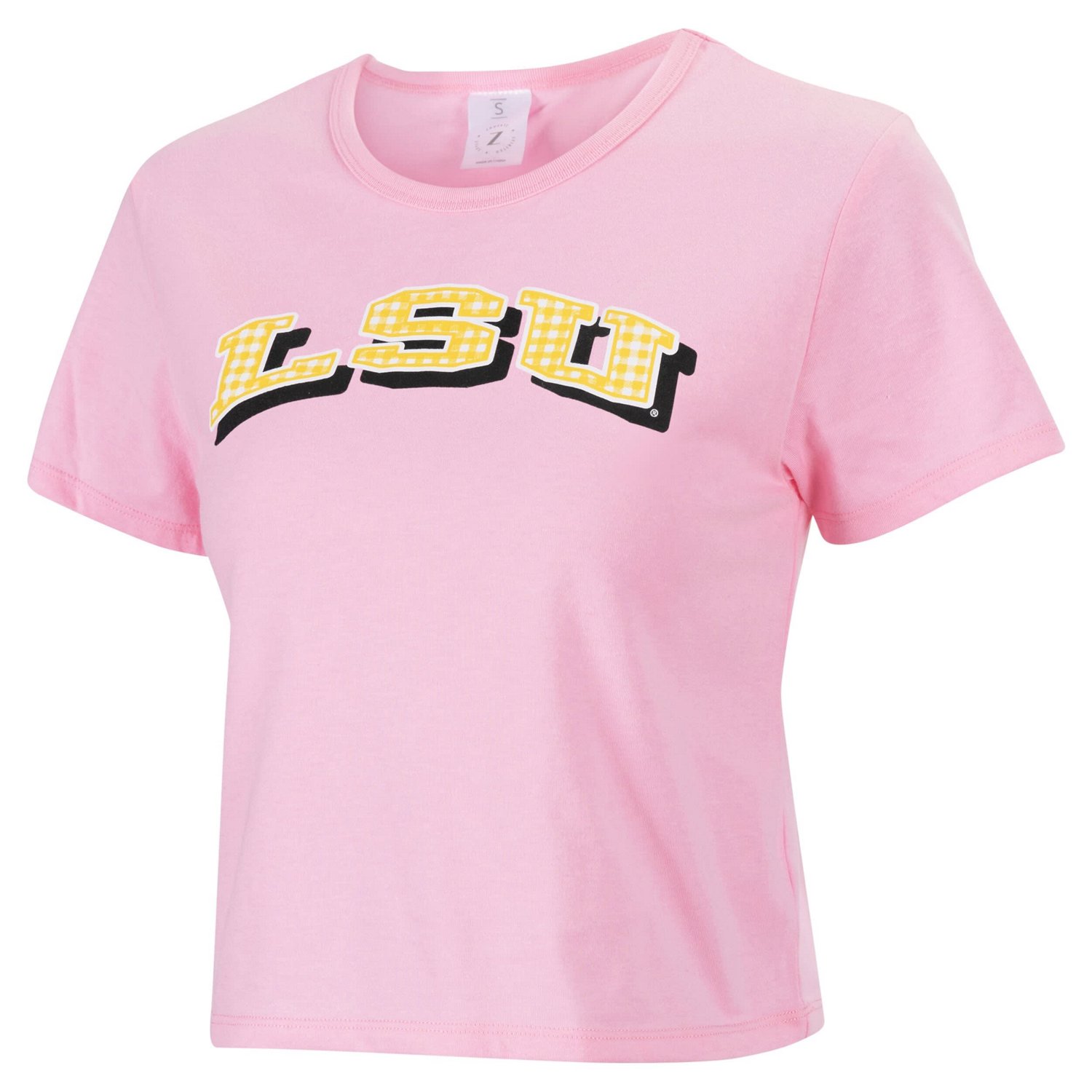 ZooZatz LSU Tigers Gingham Logo Cropped T-Shirt | Academy