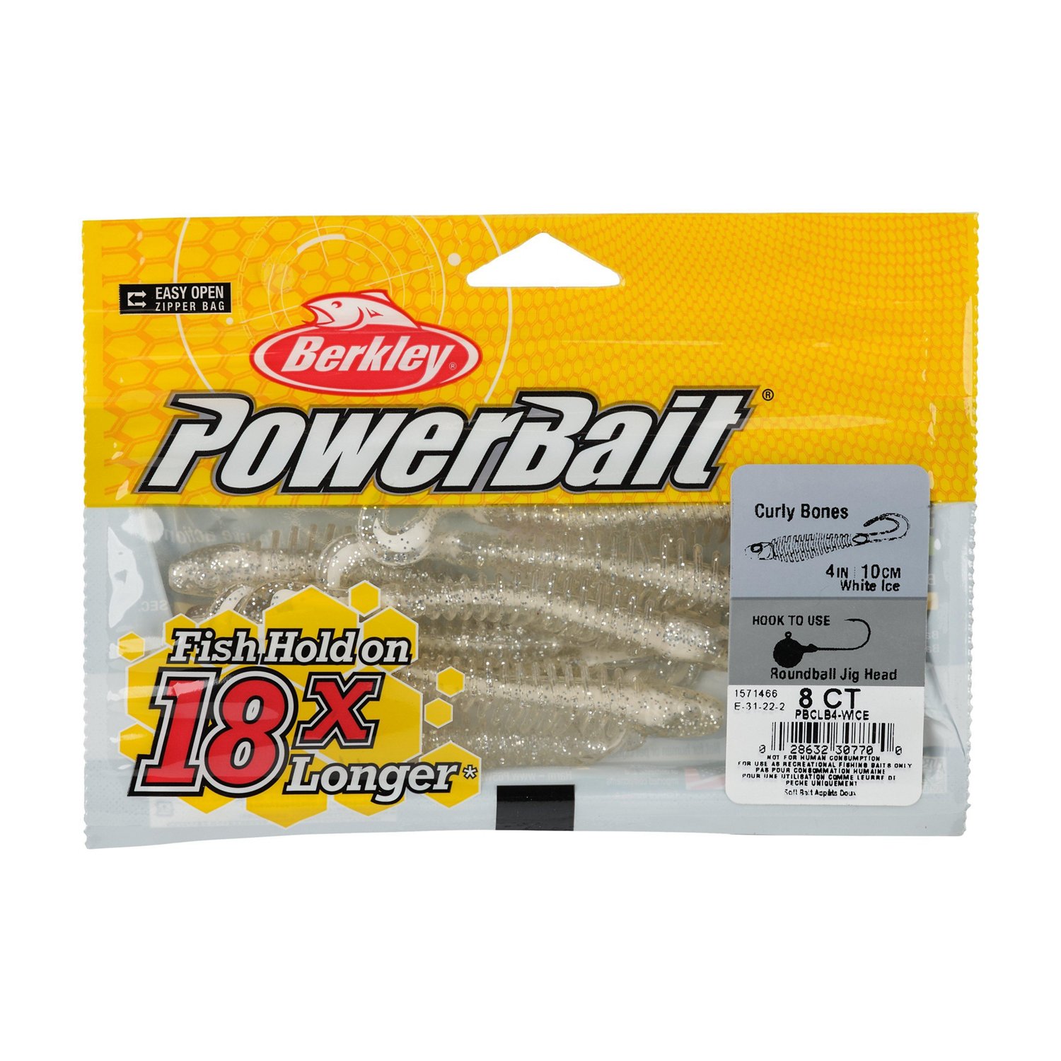 Berkley PowerBait Curly Bones 4 in Citrus Punch Soft Bait 8-Pack | Academy
