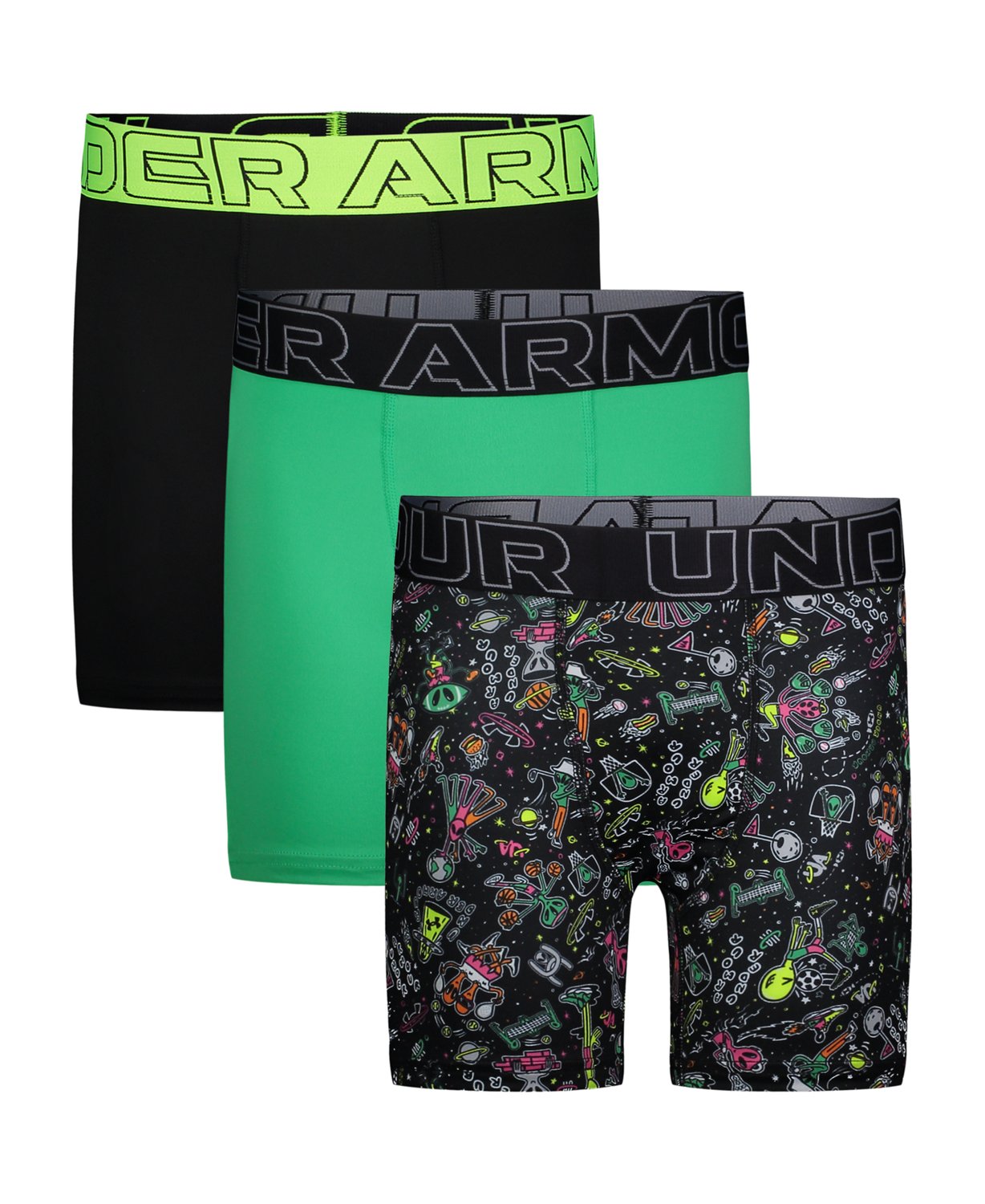 Under Armour Boy's Performance Tech Alien Boxer Briefs 3-Pack | Academy