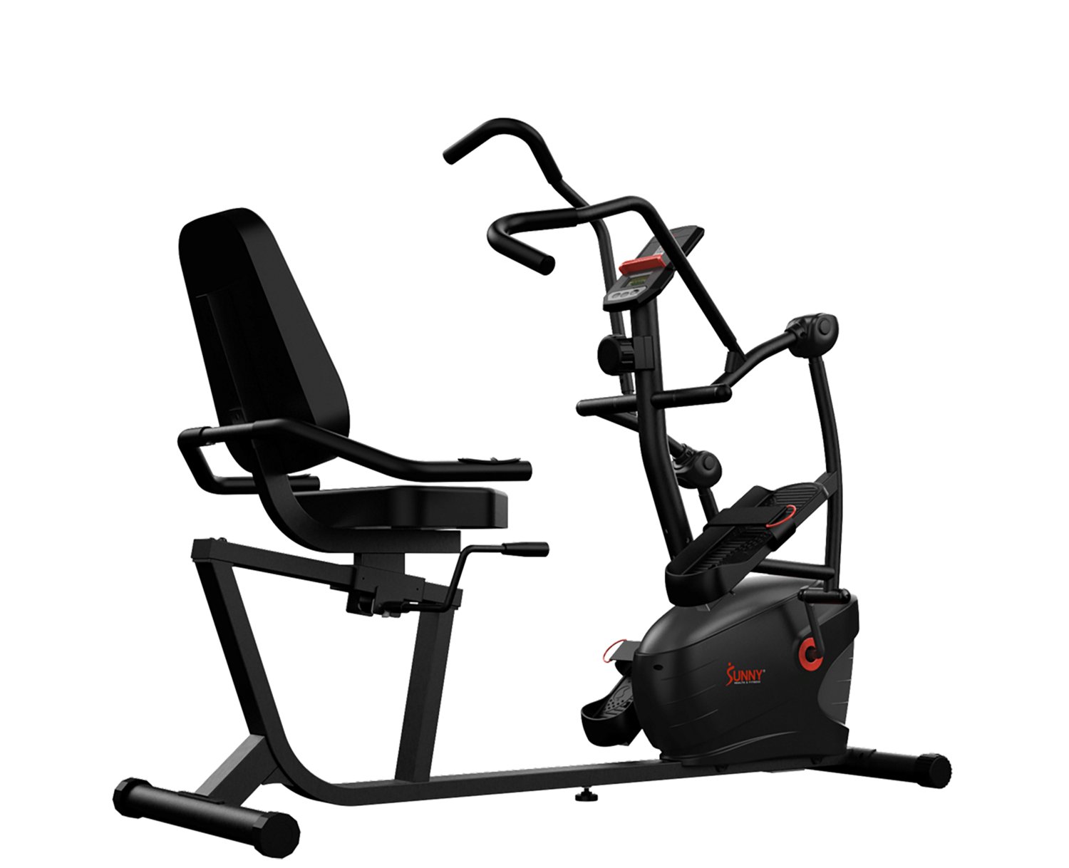 Sunny Health & Fitness Smart Magnetic Resistance Dual Action Recumbent Elliptical Trainer with ...