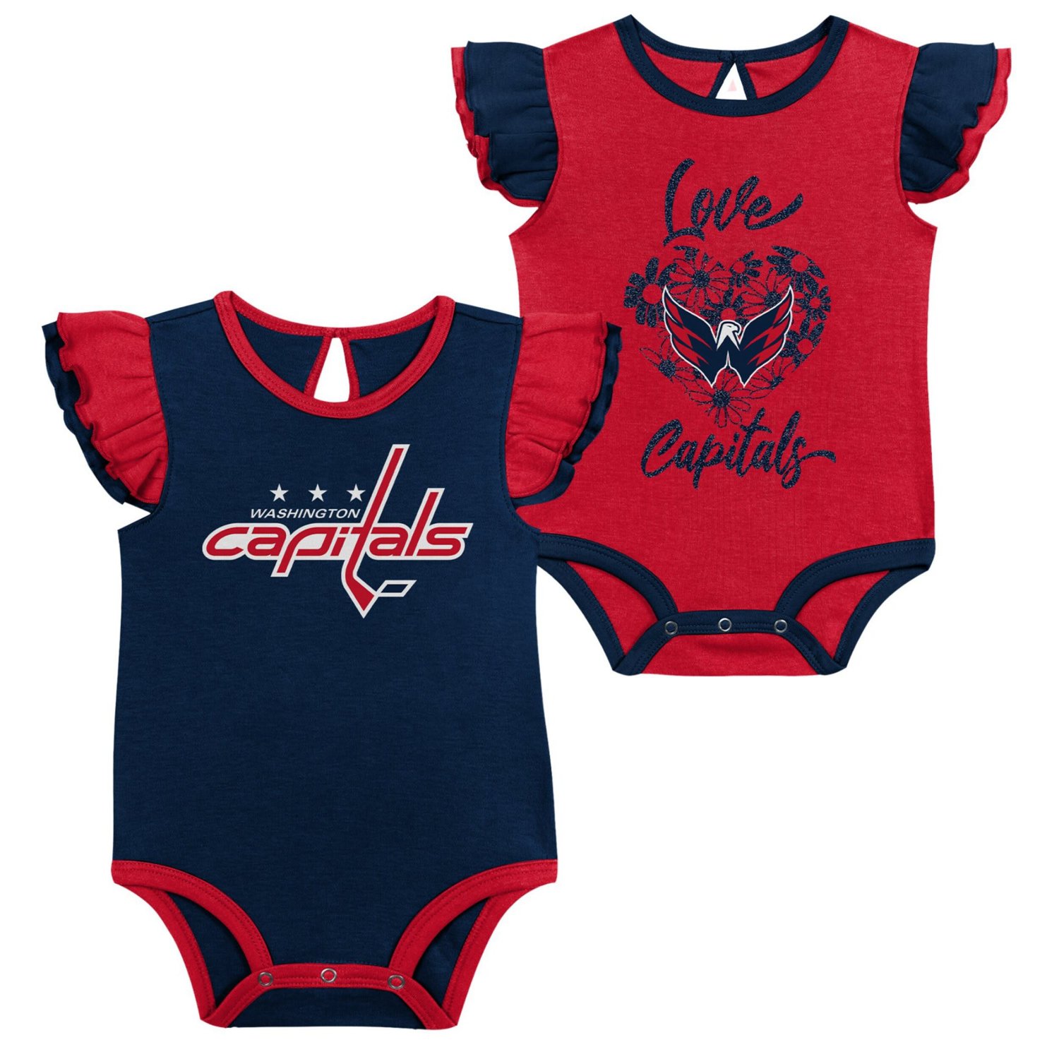 Girls Navy Washington Capitals Two-Pack Training Bodysuit Set | Academy