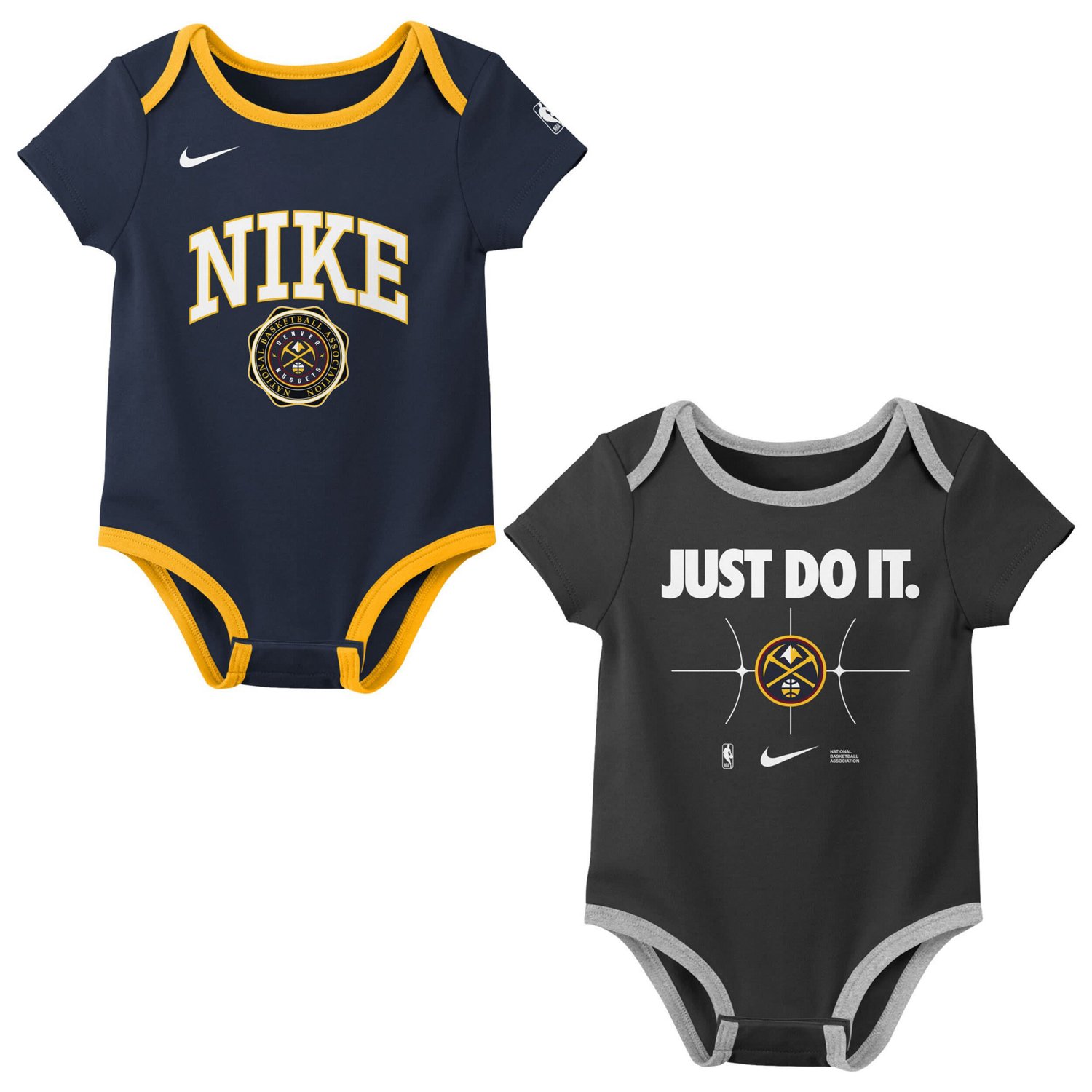 Newborn Nike Black Denver Nuggets Just Do It Two-Pack Bodysuit Set ...