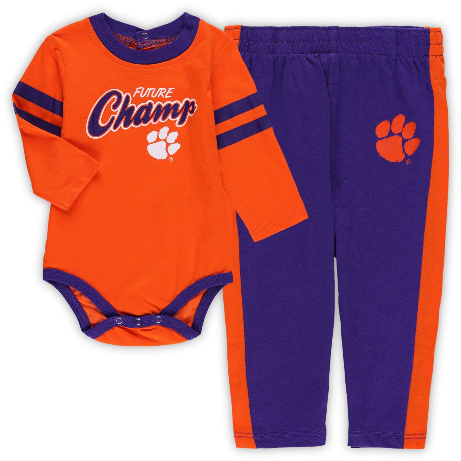 /Purple Clemson Tigers Little Kicker Long Sleeve Bodysuit and ...