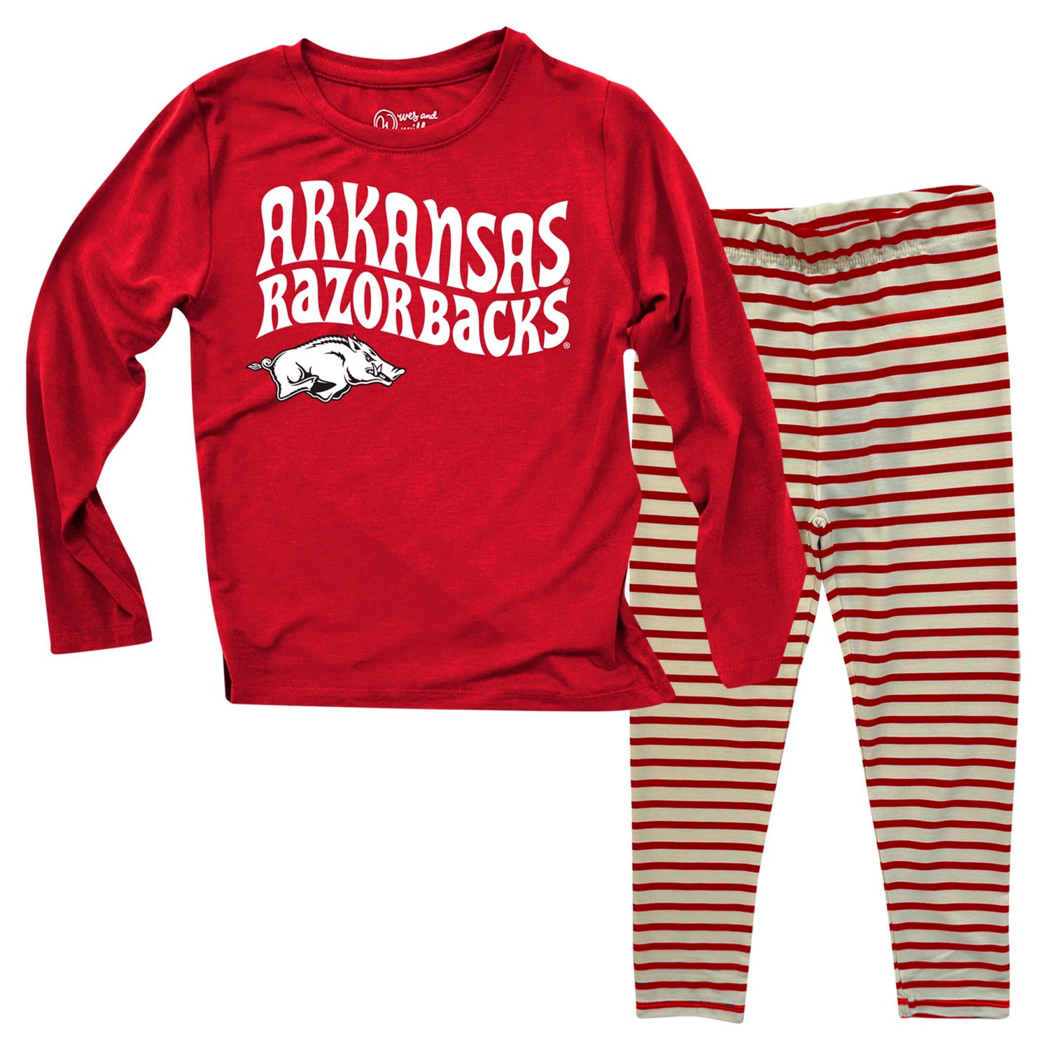 Wes Willy Arkansas Razorbacks Long Sleeve Top and Striped Leggings Set ...