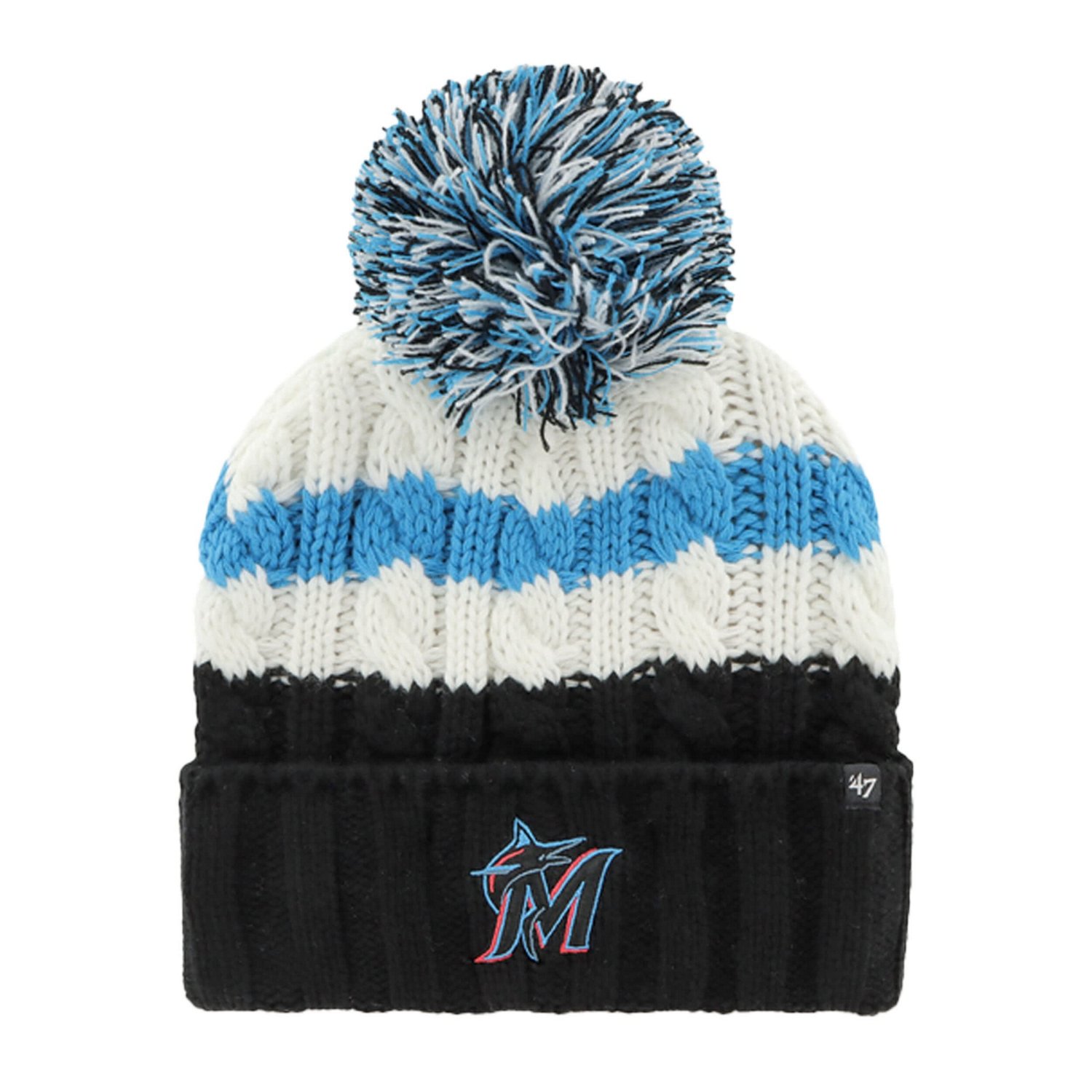 '47 /Black Miami Marlins Ashfield Cuffed Knit Hat with Pom | Academy