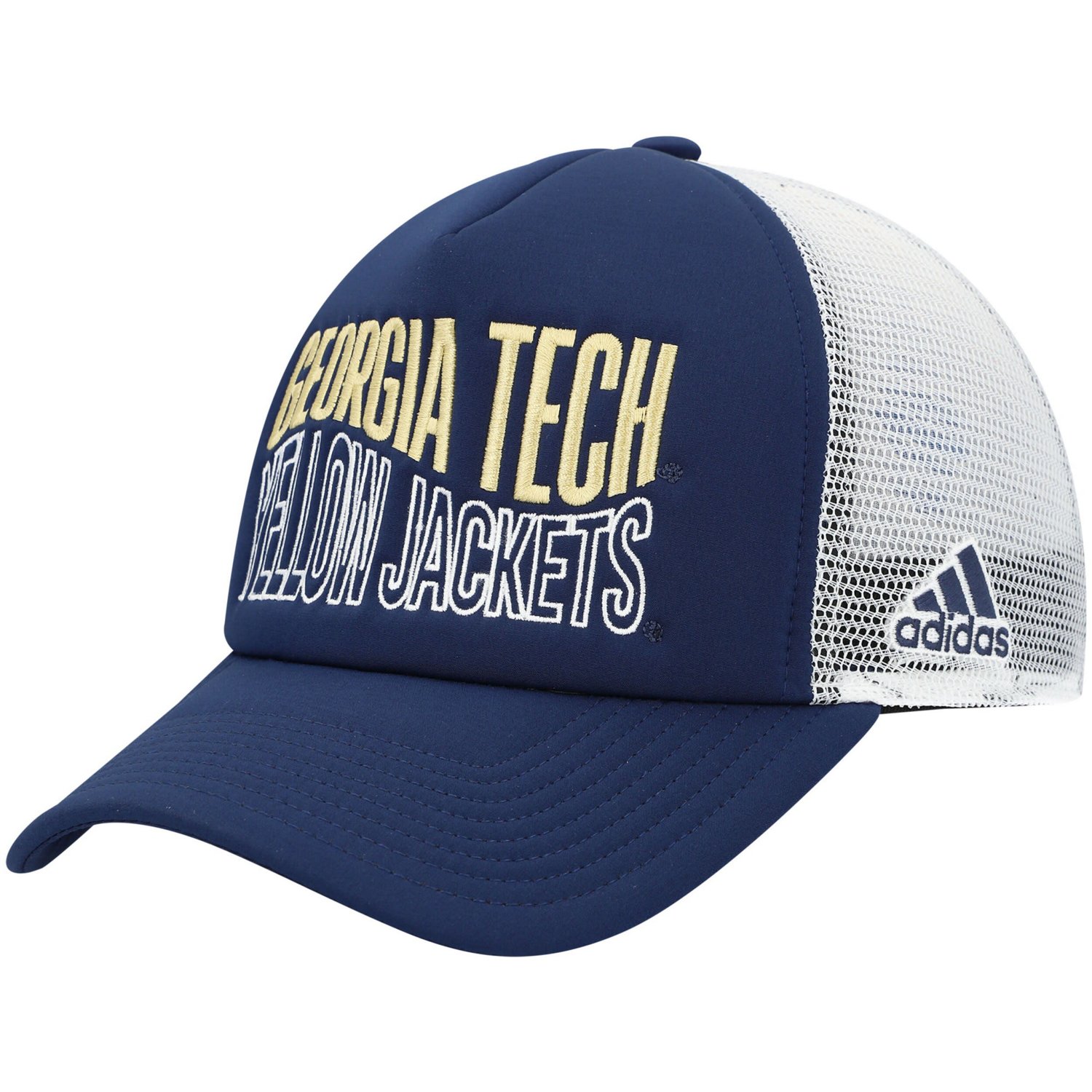 adidas /White Georgia Tech Yellow Jackets Wave Foam Trucker Snapback ...