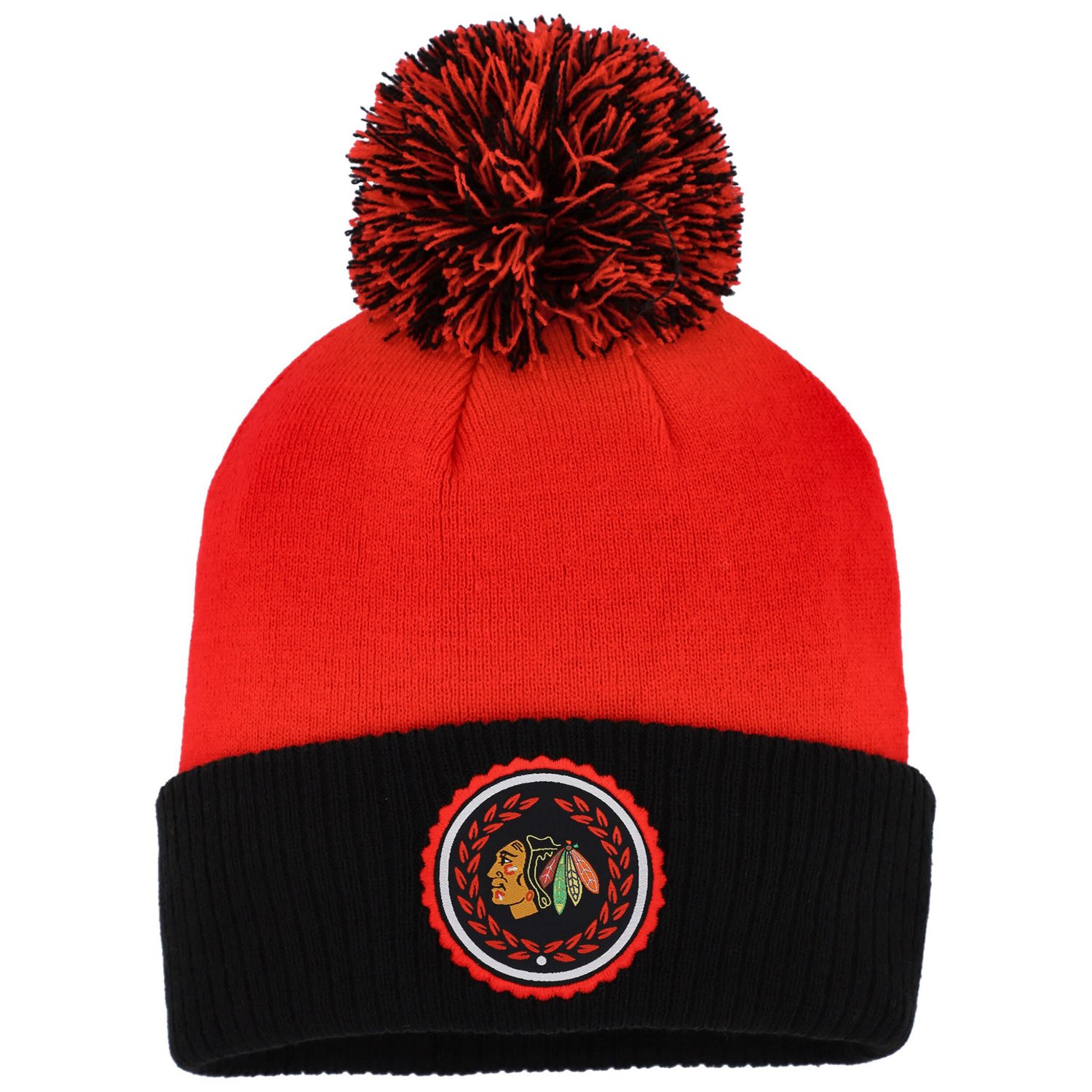 adidas Chicago Blackhawks Laurel Cuffed Knit Hat with Pom | Academy