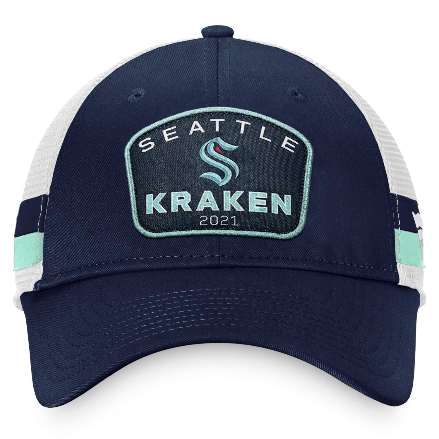 Fanatics Deep Sea /White Seattle Kraken Fundamental Striped Trucker ...
