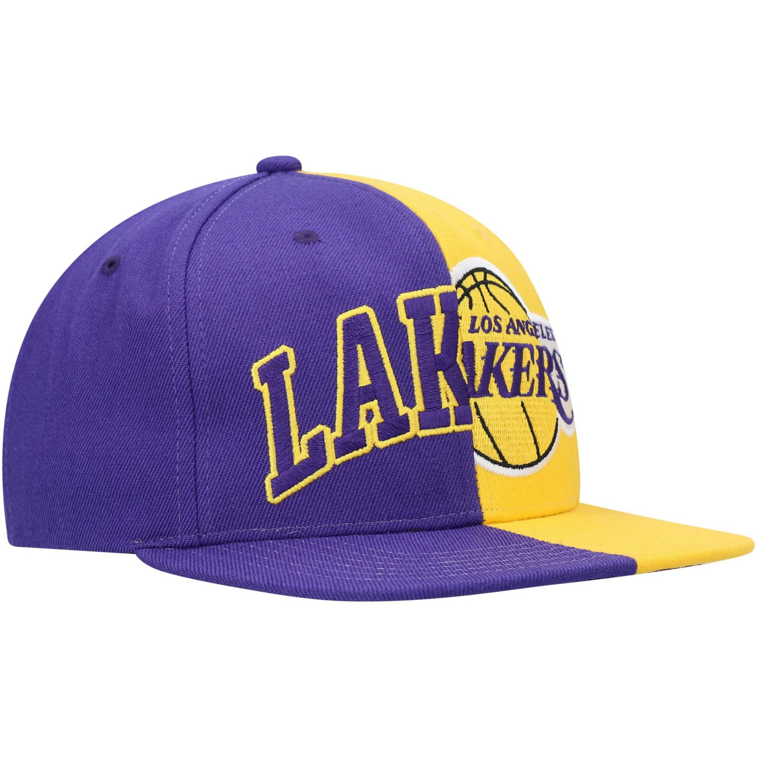 Mitchell Ness /Gold Los Angeles Lakers Half and Half Snapback Hat | Academy