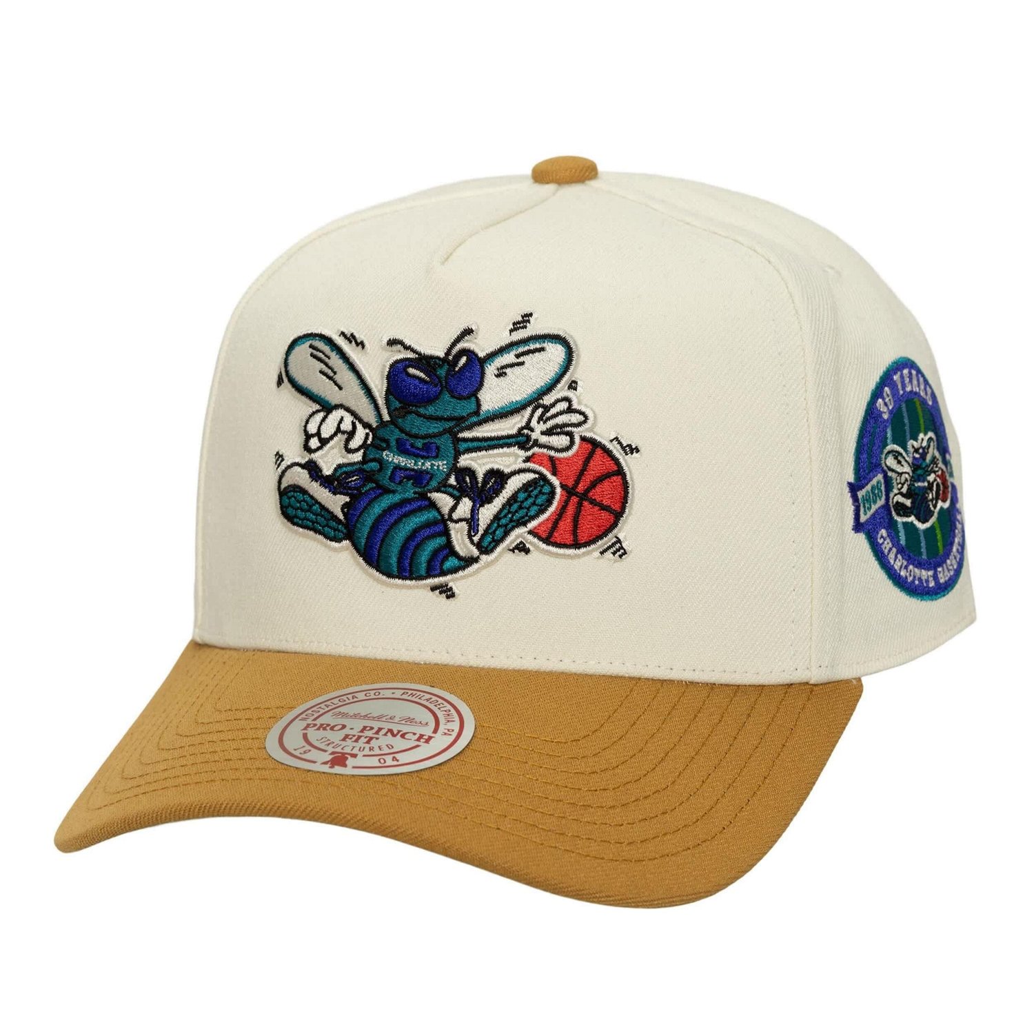 Mitchell Ness Charlotte Hornets Ochre Dusted Double Two-Toned Pro Crown ...