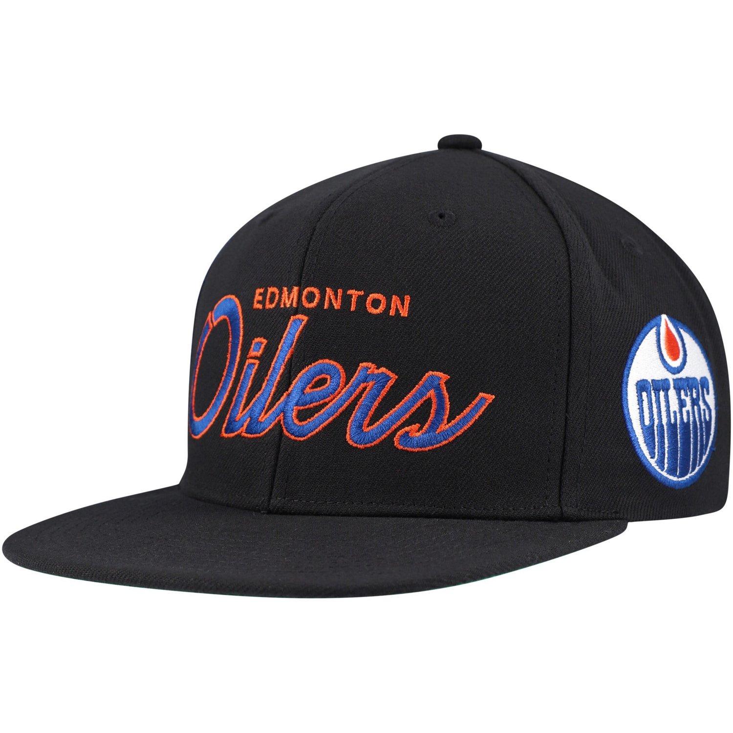 Mitchell Ness Edmonton Oilers Core Team Script 20 Snapback Hat | Academy