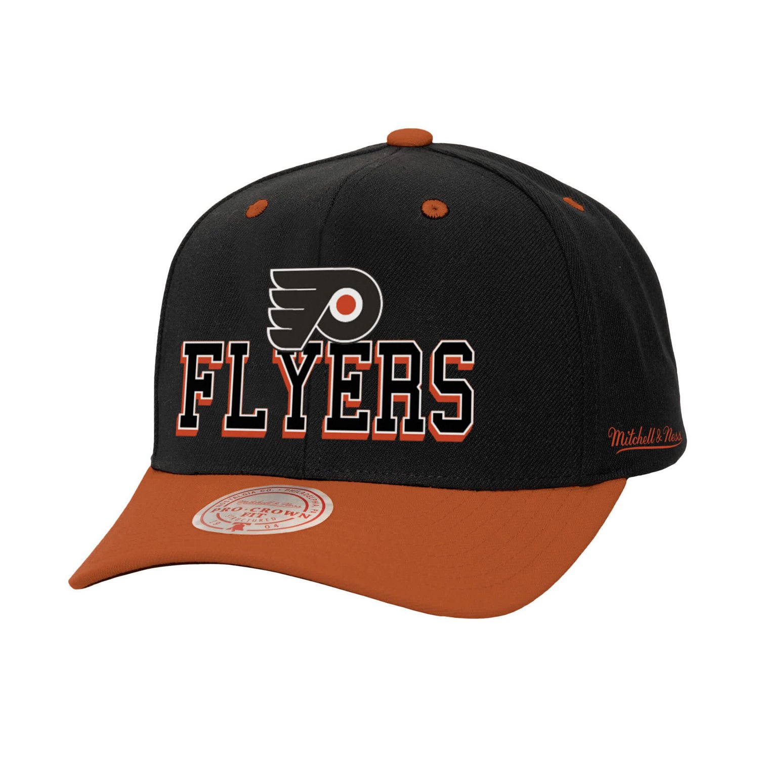 Mitchell Ness Orange Philadelphia Flyers Backside Script 2-Tone Pro ...