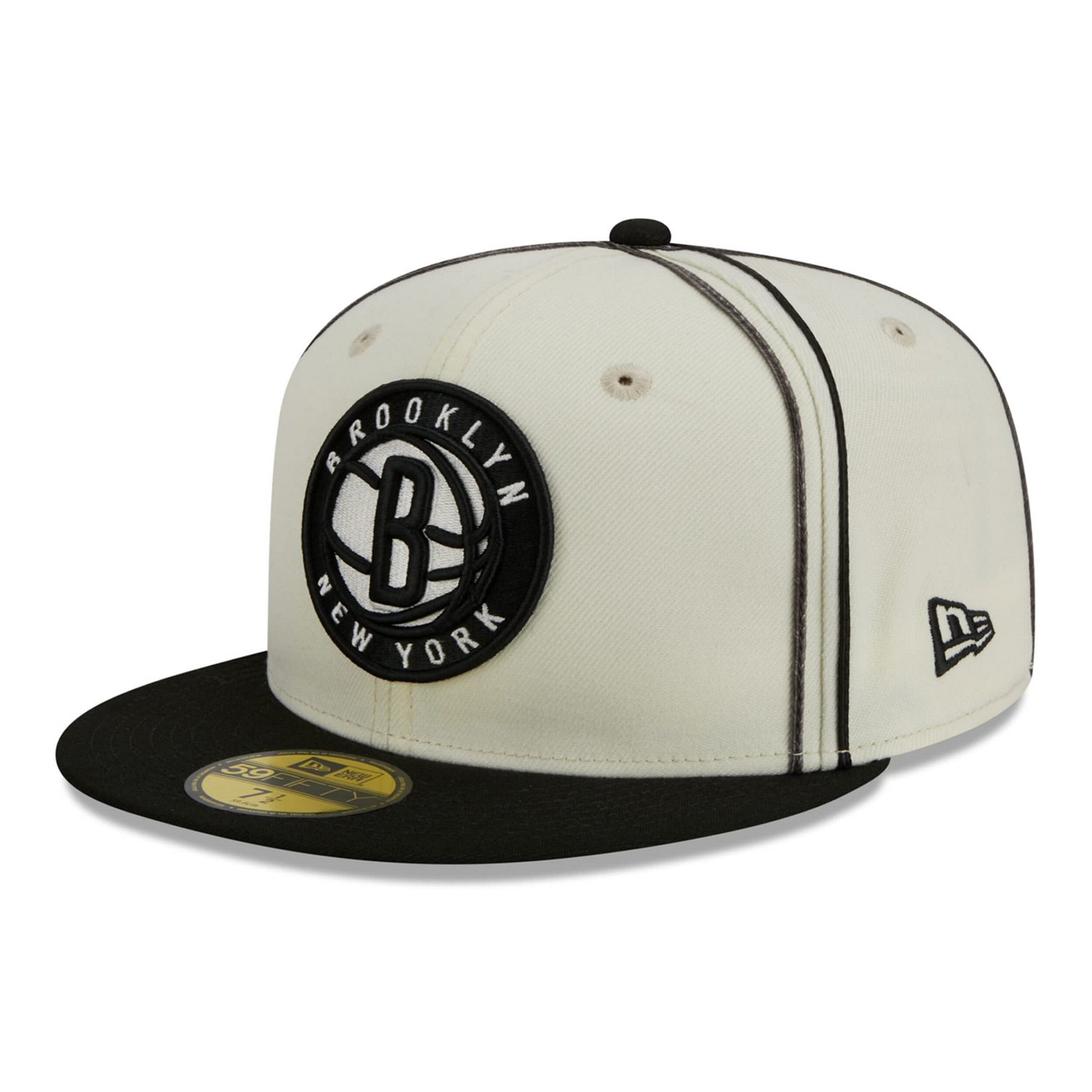 New Era /Black Brooklyn Nets Piping 2-Tone 59FIFTY Fitted Hat | Academy